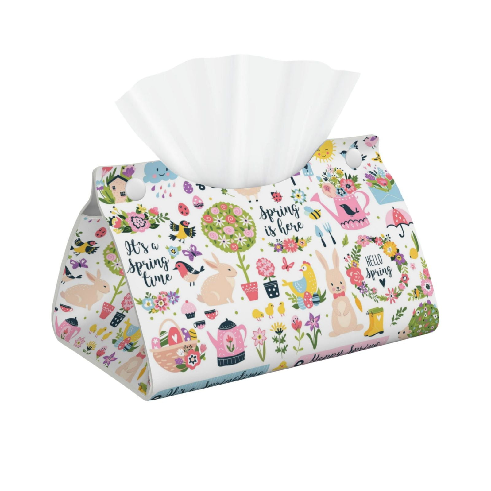 Picia Spring Flowers Birds Pattern Long Tissue Box Cover,PVC Leather ...