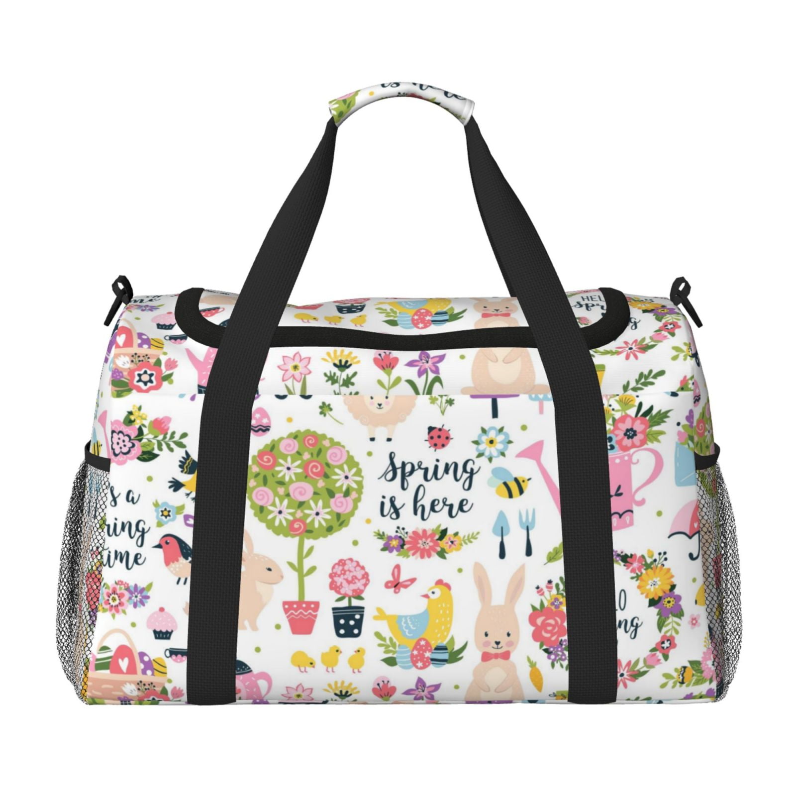 Picia Spring Flowers Birds Print Travel Duffle Bag,Weekender Bags for ...