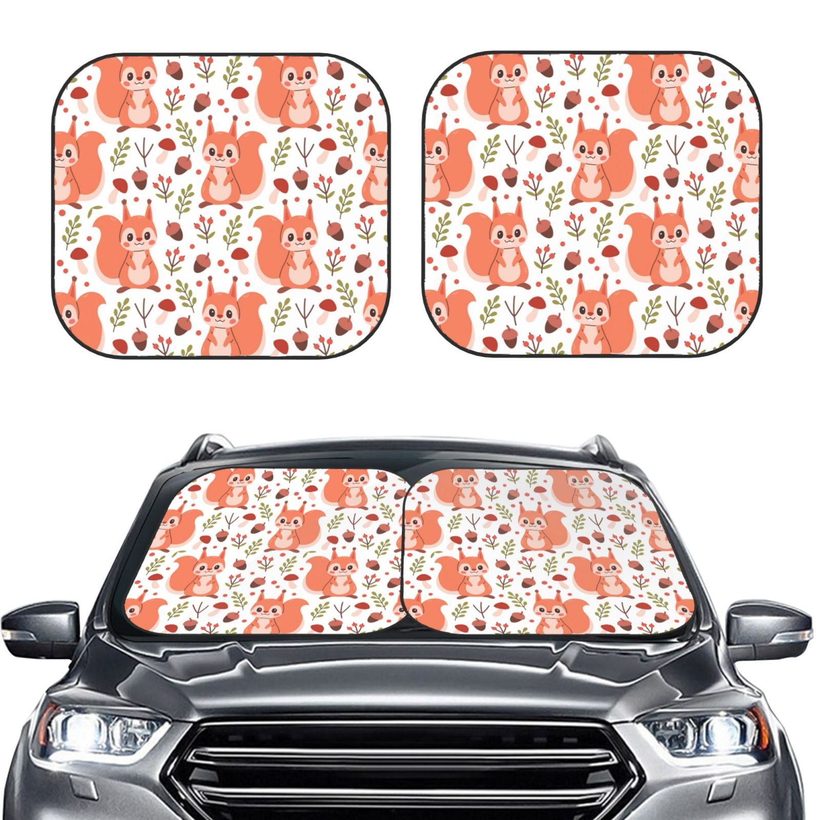Picia Squirrel And 2 Piece Car Windshield Sun Shade Foldable | Foldable ...
