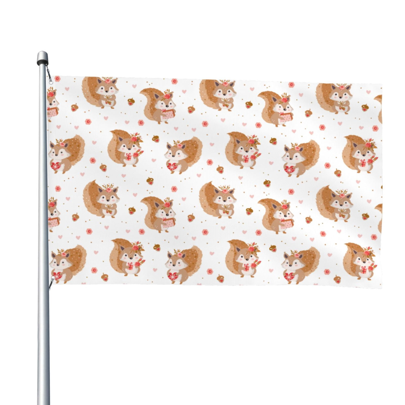 Picia Squirrel Giving A Gift Printed Flag ,Squirrel Giving A Gift ...