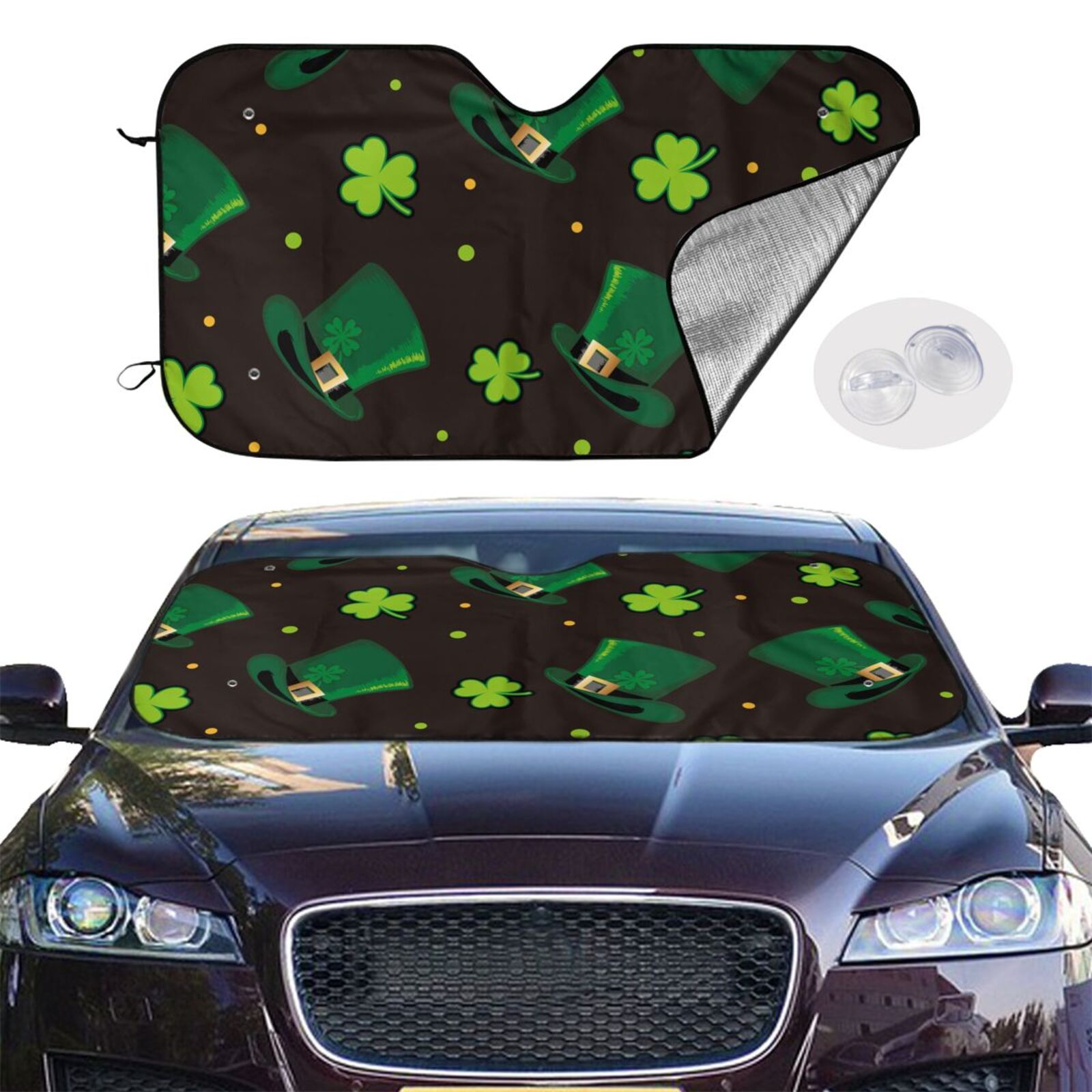 Picia St. Patrick's Day8 Curved Windshield Sunshade Accordion Folding ...
