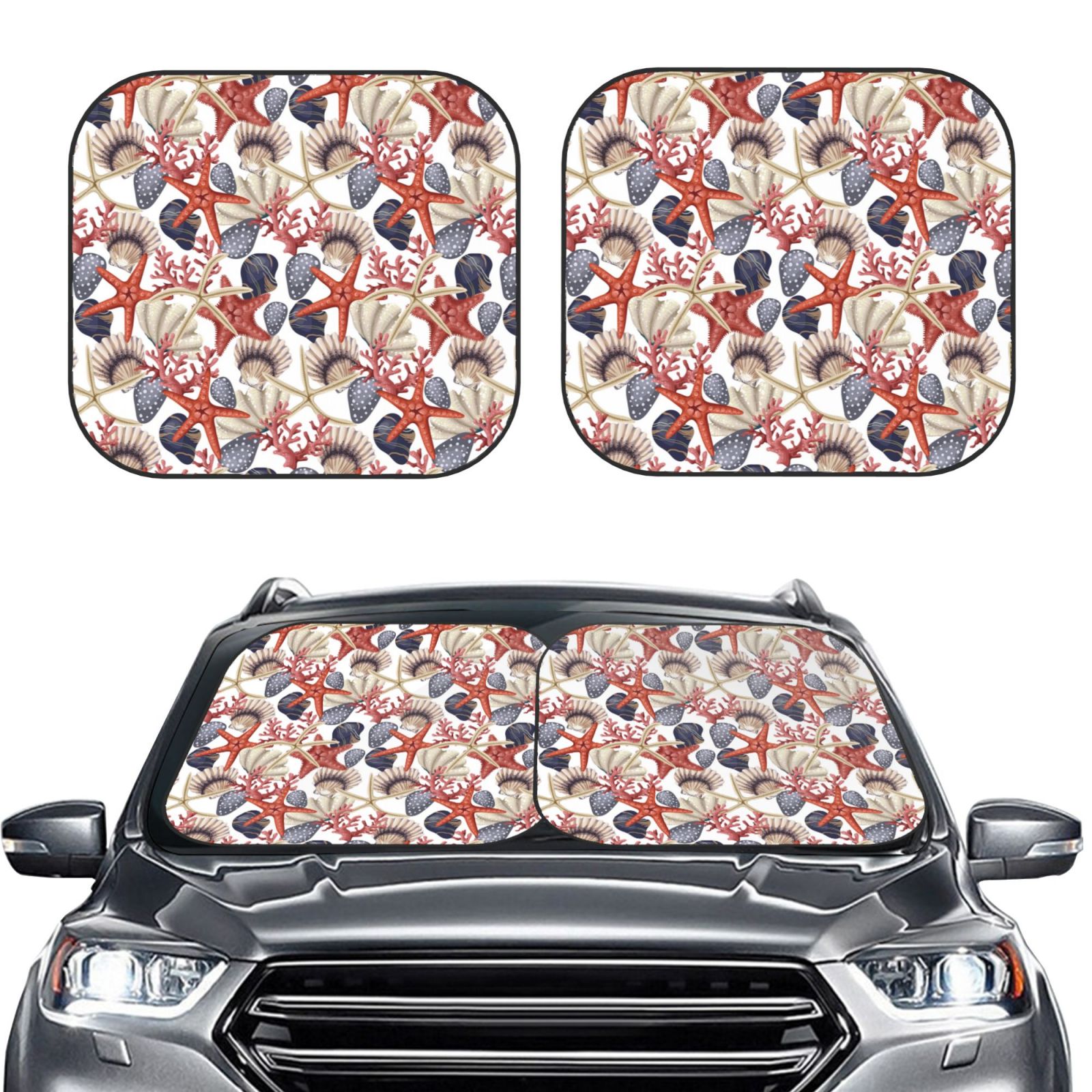 Picia Starfish Shell 2 Piece Car Windshield Sun Shade Foldable ...