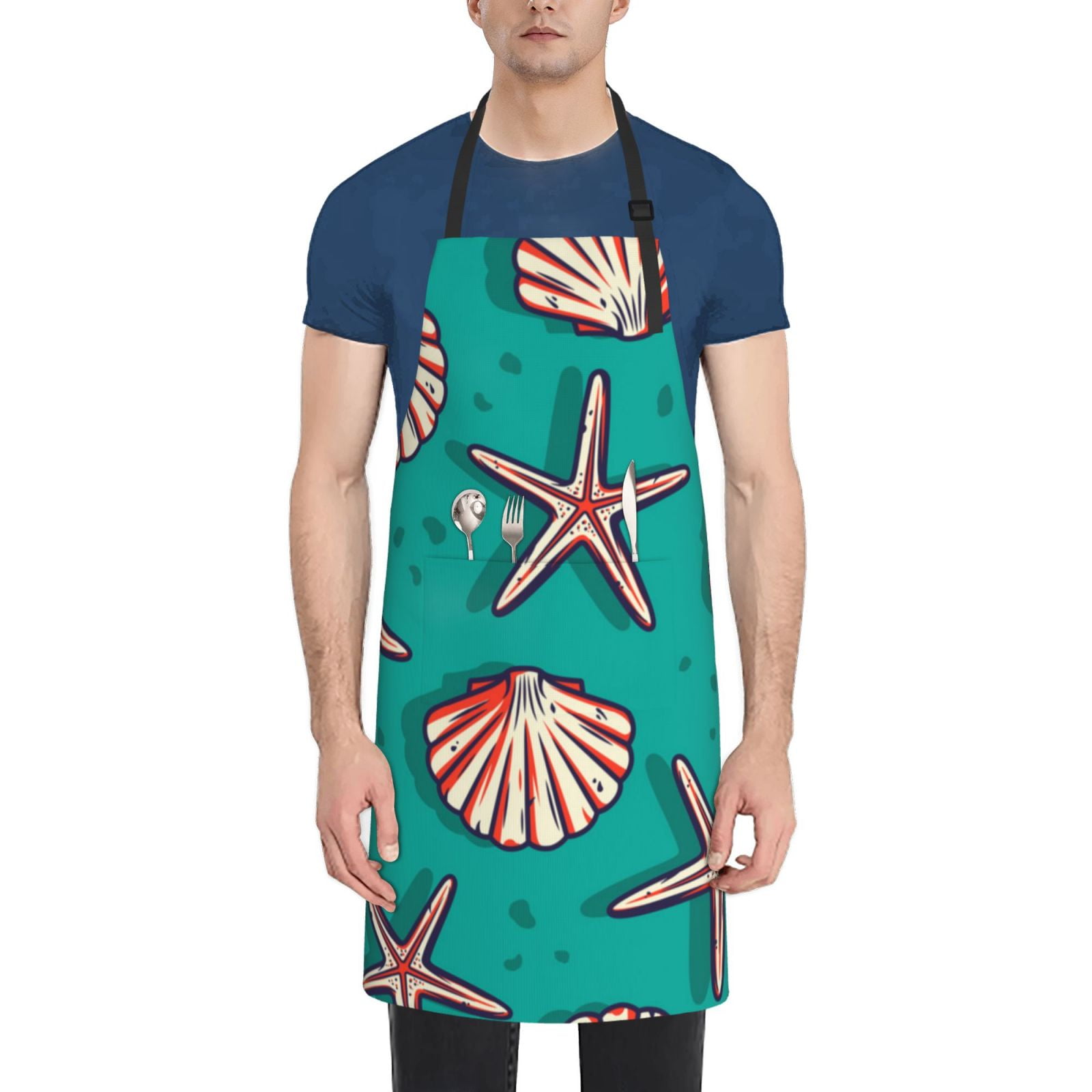 Picia Starfish and Shell Waterproof Apron for Unisex Adult - Adjustable ...