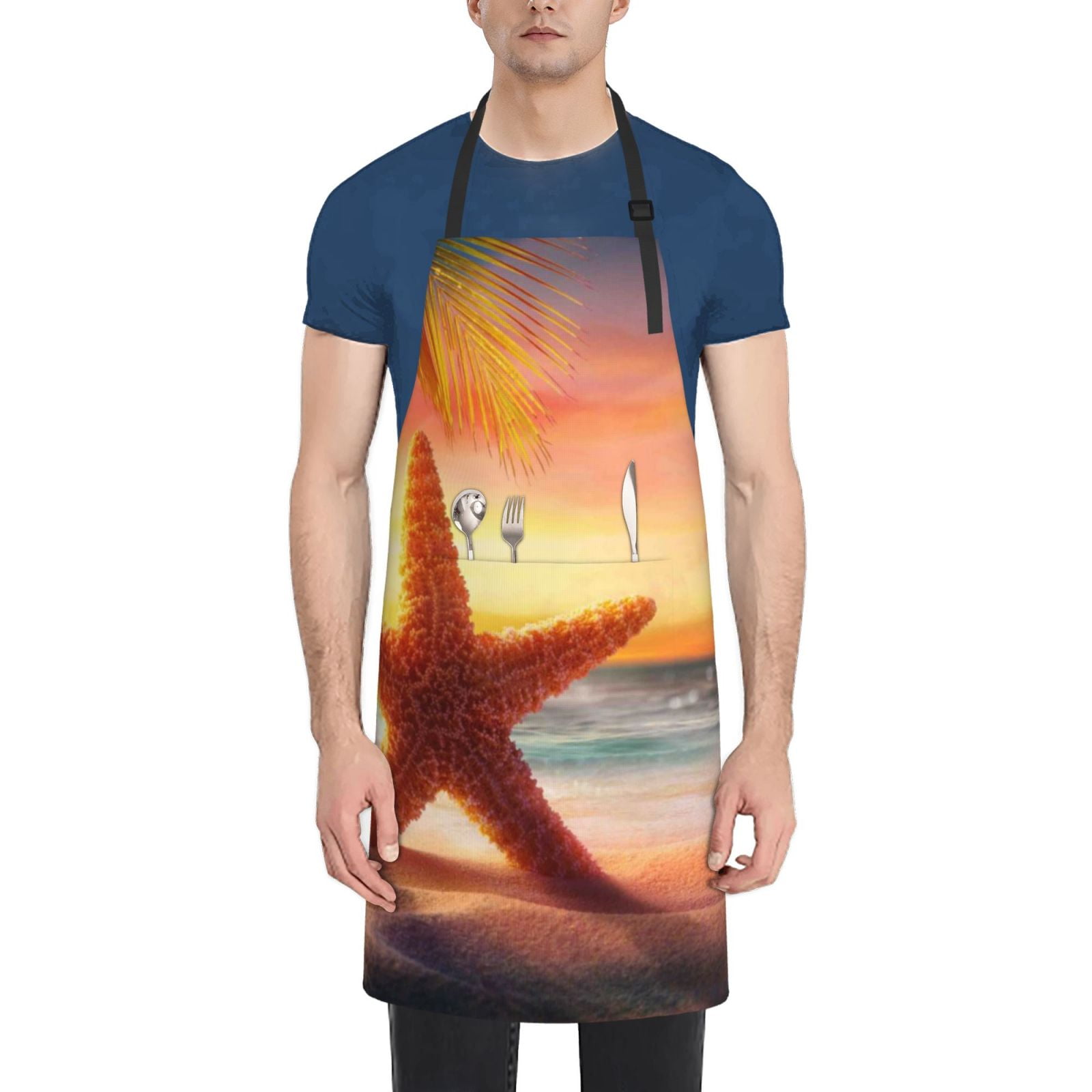 Picia Starfish Sunset Sea Beach Waterproof Apron for Unisex Adult ...
