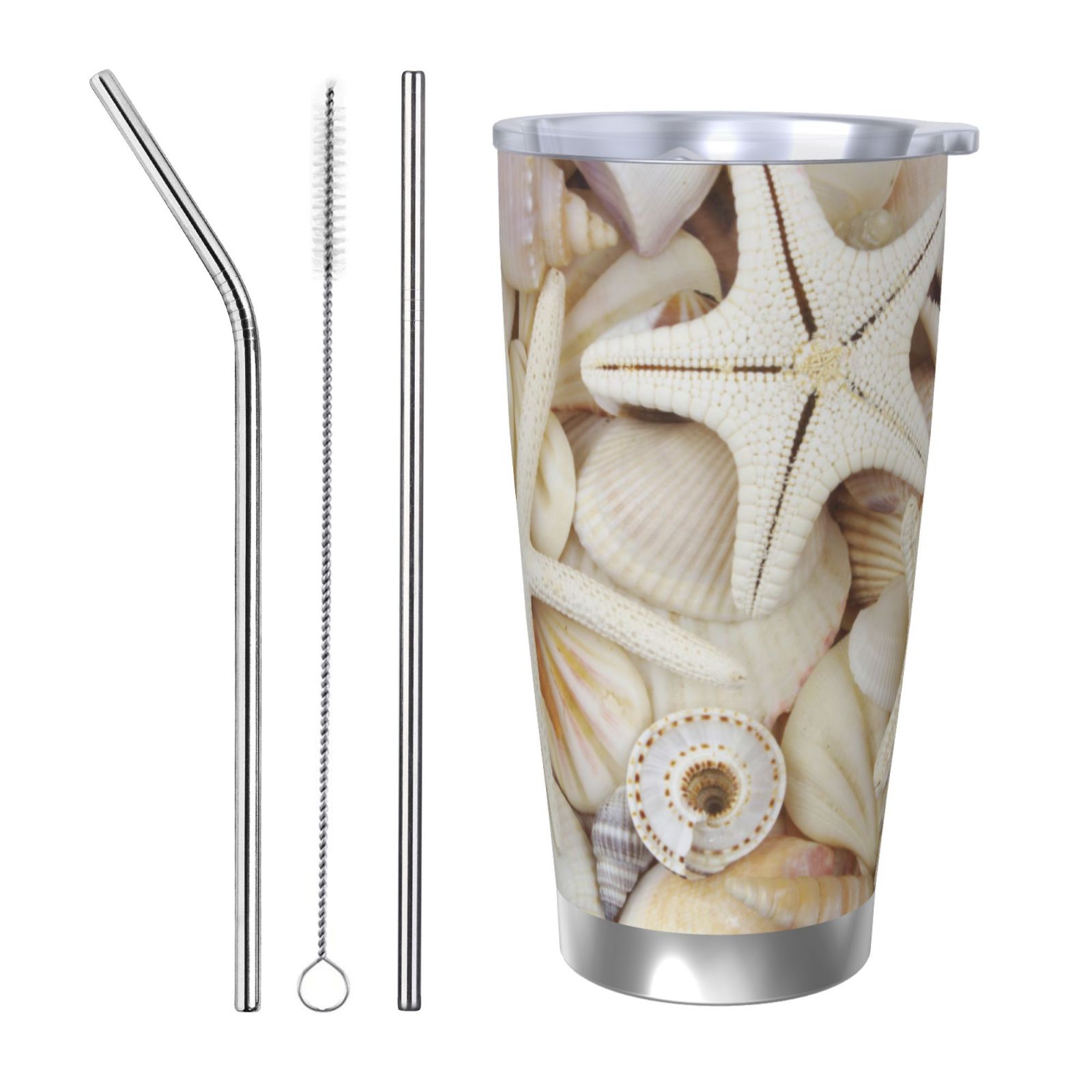 Picia Starfishes On Seashells Pattern 20 oz Tumbler Stainless Steel ...