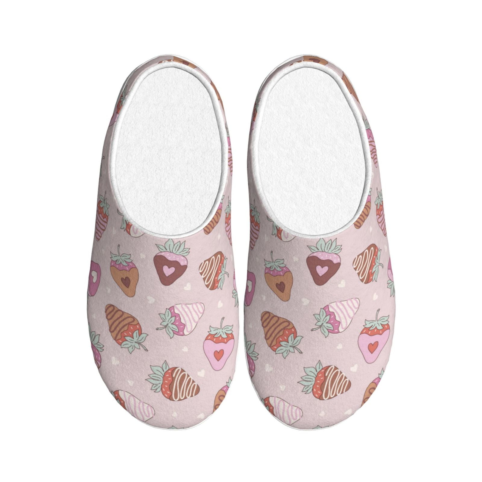 Picia Strawberry Cake for Women's Lamb-hug Comfy Fleece House Slippers ...