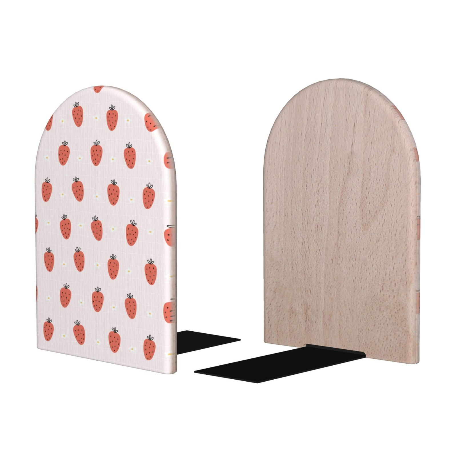 Picia Strawberry Pattern Wood Bookends for Shelves,Non-slip Bookends ...