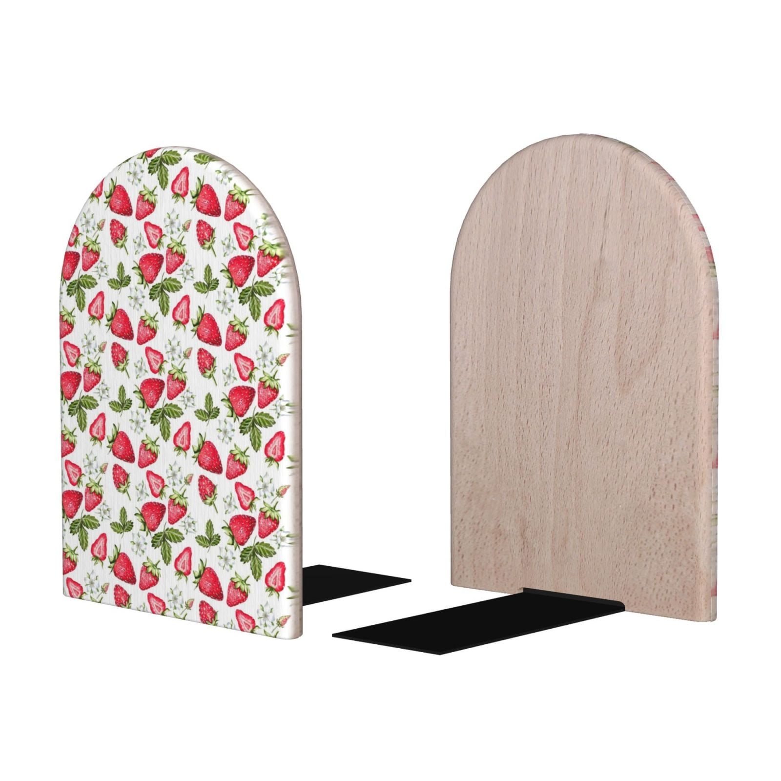 Picia Strawberry1 Pattern Wood Bookends for Shelves,Non-slip Bookends ...