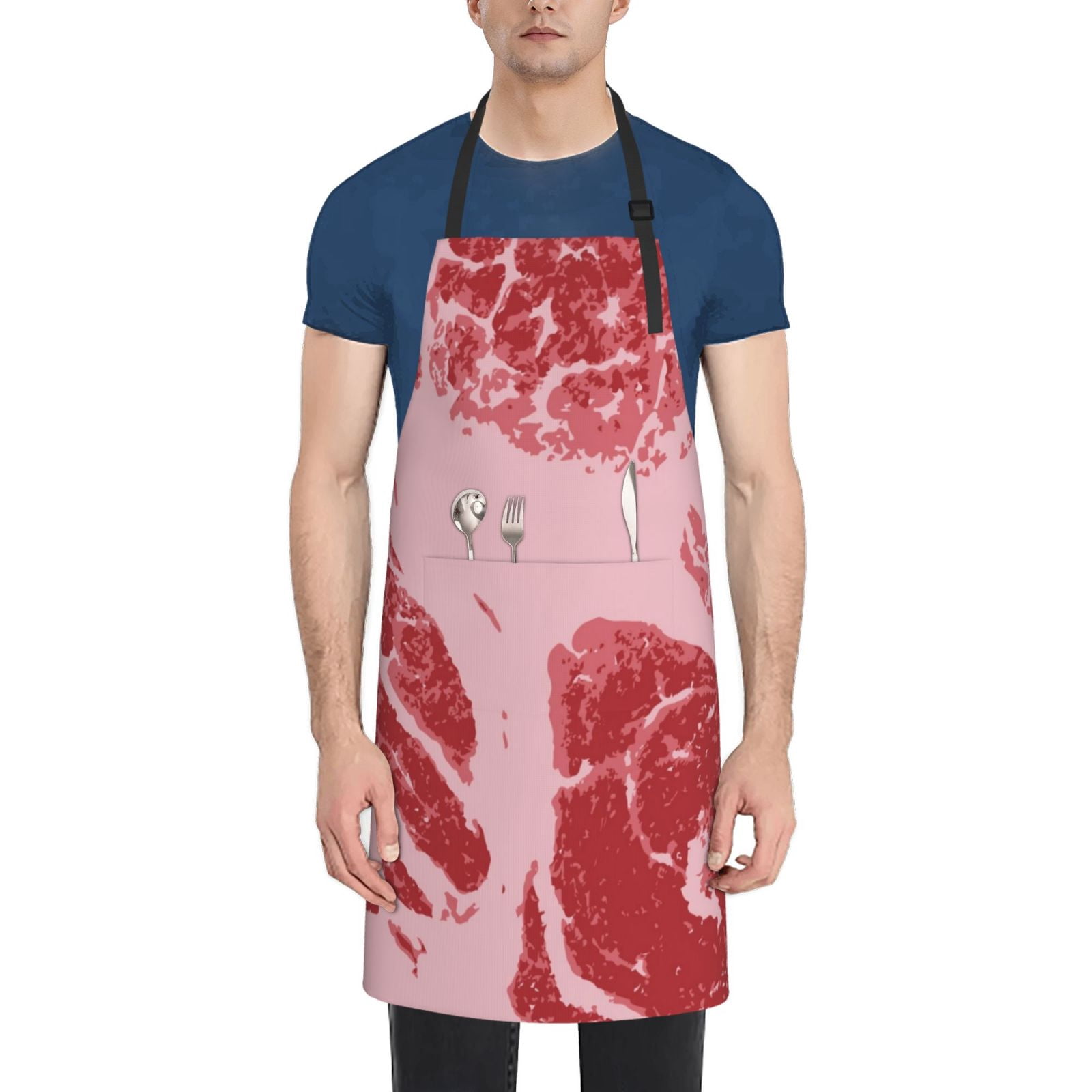 Picia Striped Meat Waterproof Apron for Unisex Adult - Adjustable Bib ...