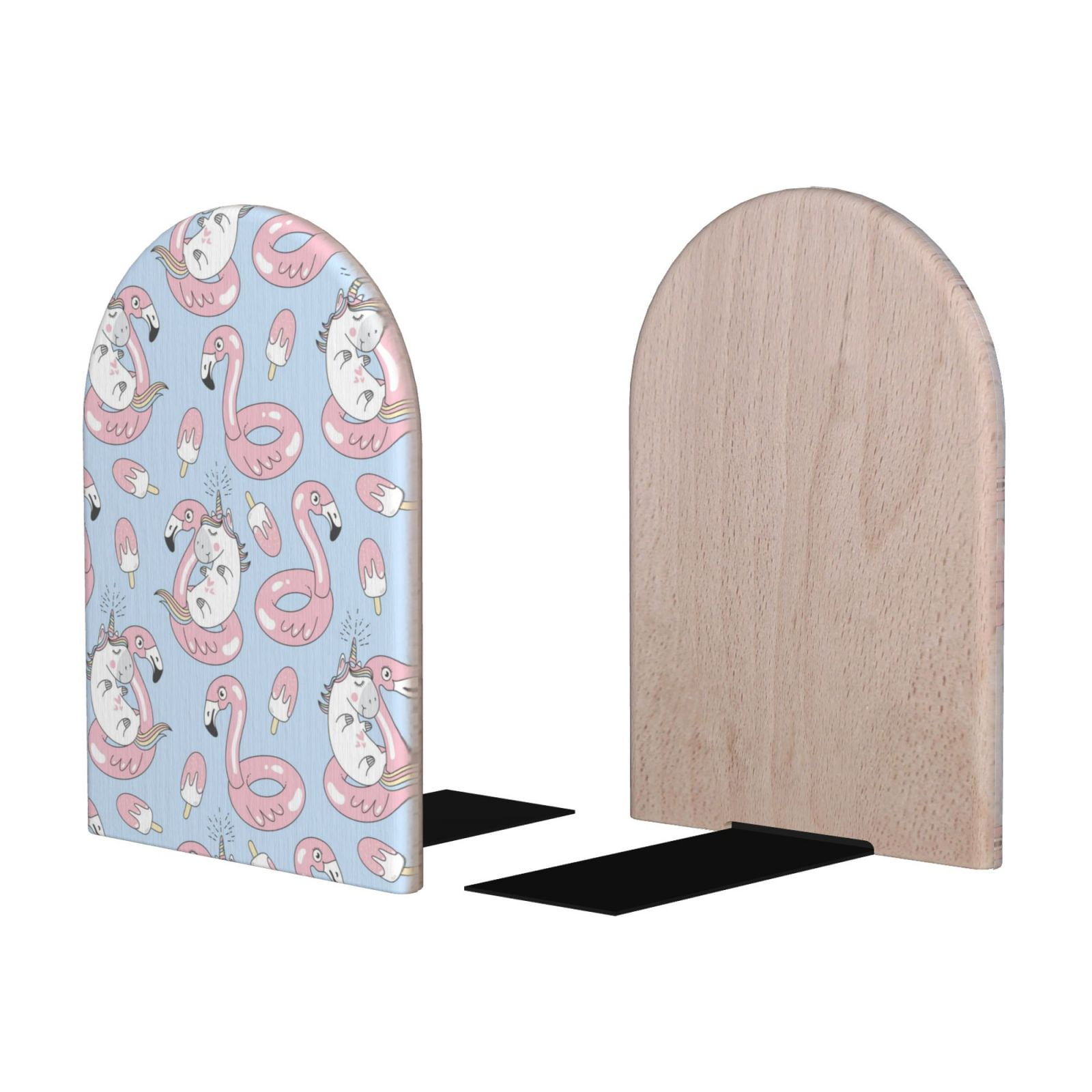 Picia Summer Cute Unicorns Pattern Wood Bookends for Shelves,Non-slip ...