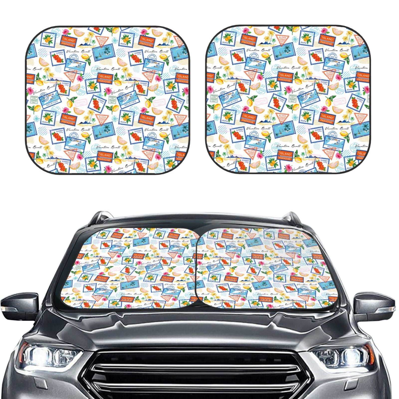 Picia Summer Stamp 2 Piece Car Windshield Sun Shade Foldable | Foldable ...