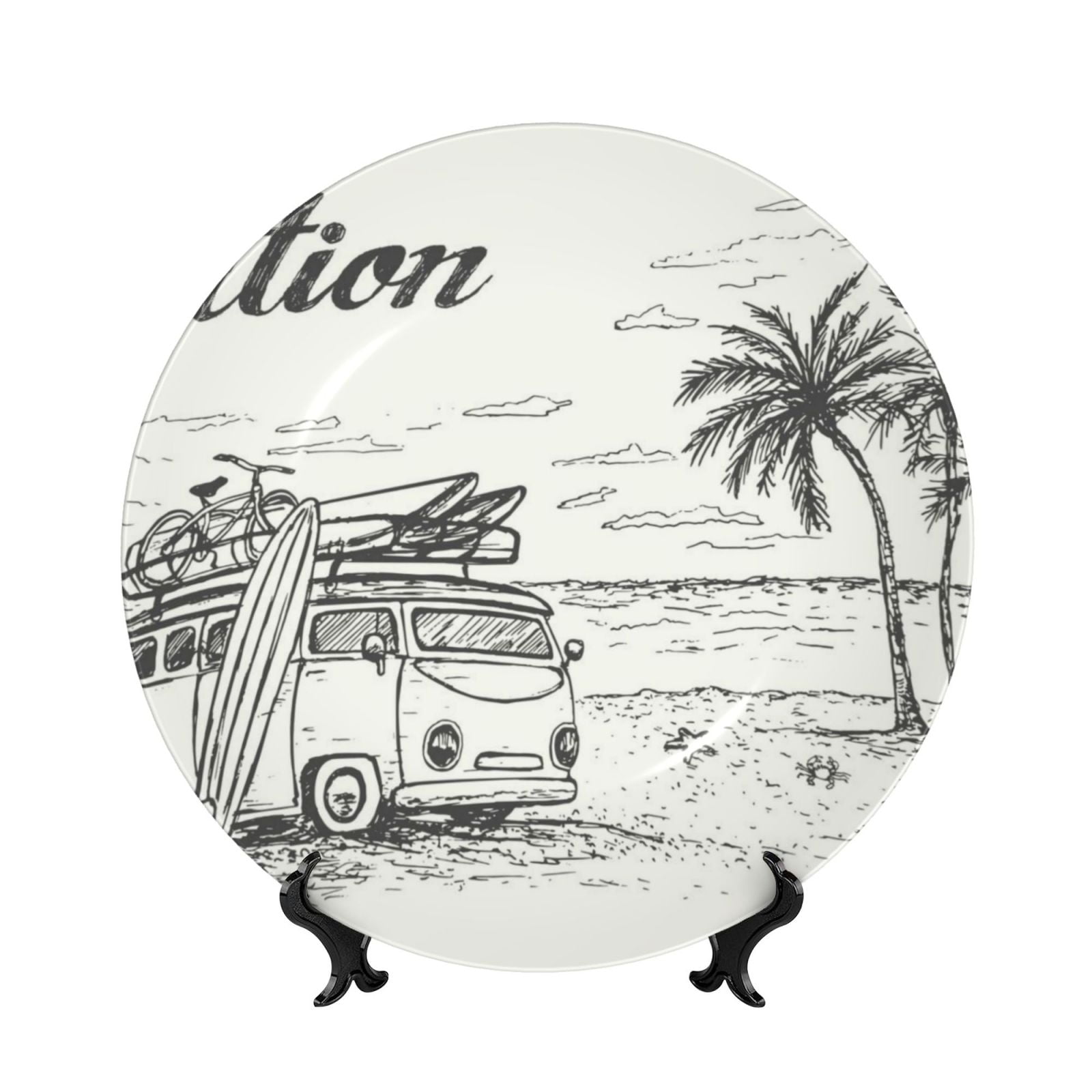 Picia Summer Vacation Scene With Camping Van Pattern Bone China ...