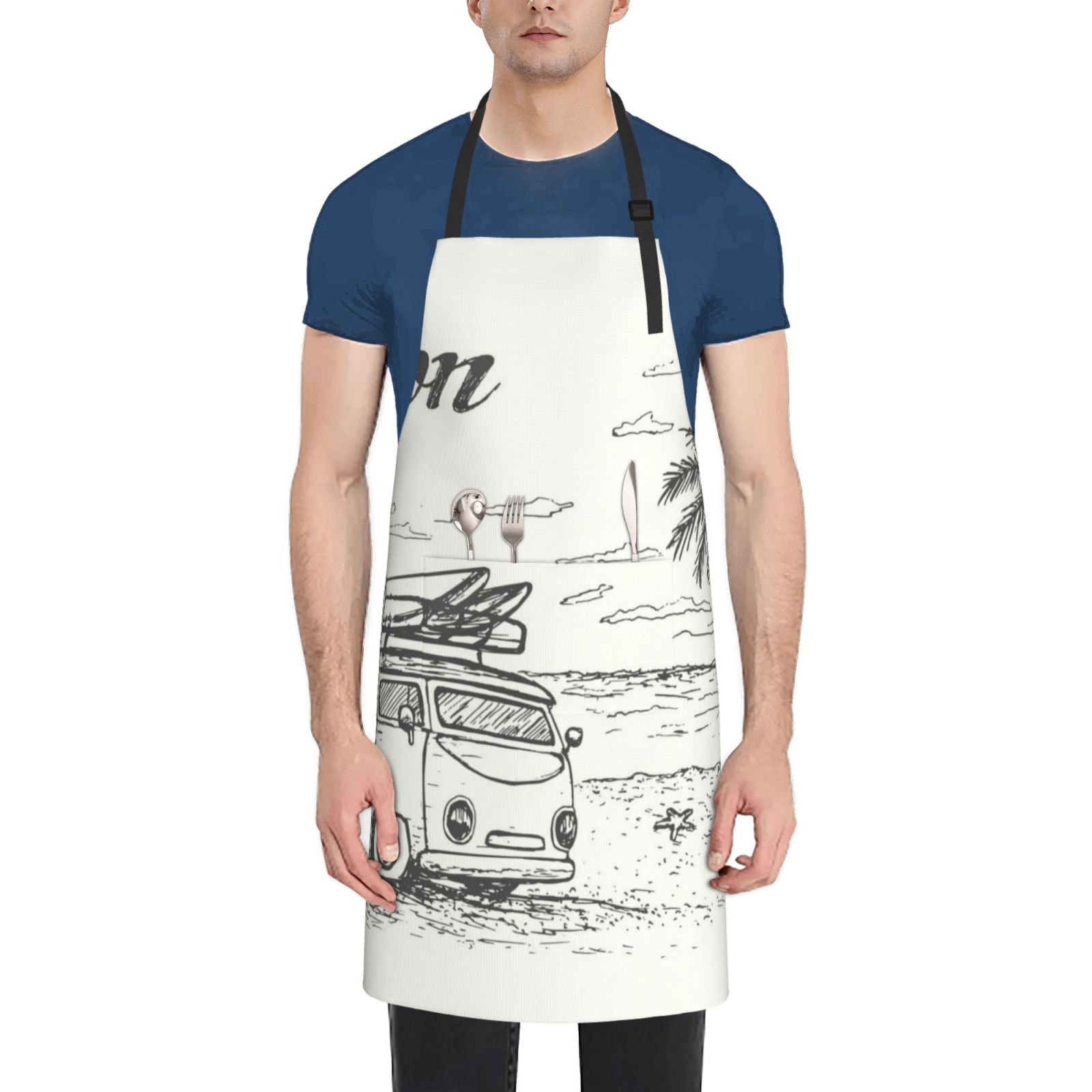Picia Summer Vacation Scene With Camping Van Waterproof Apron for ...