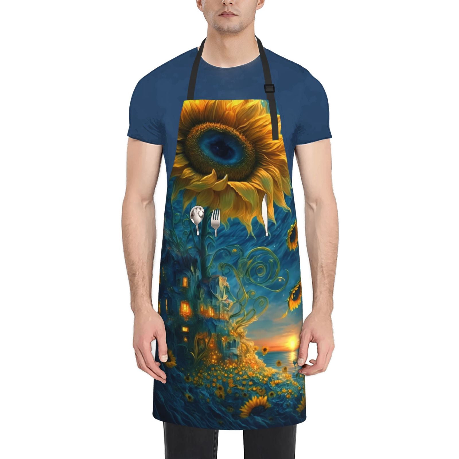 Picia Sunflower Castle Starry Sky Waterproof Apron for Unisex Adult ...