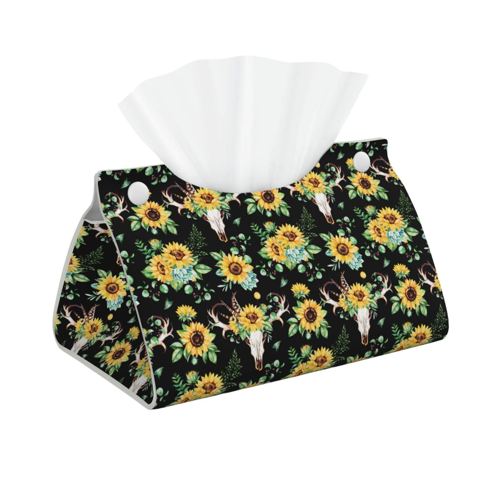 Picia Sunflower Skull Boho Pattern Long Tissue Box Cover,PVC Leather ...