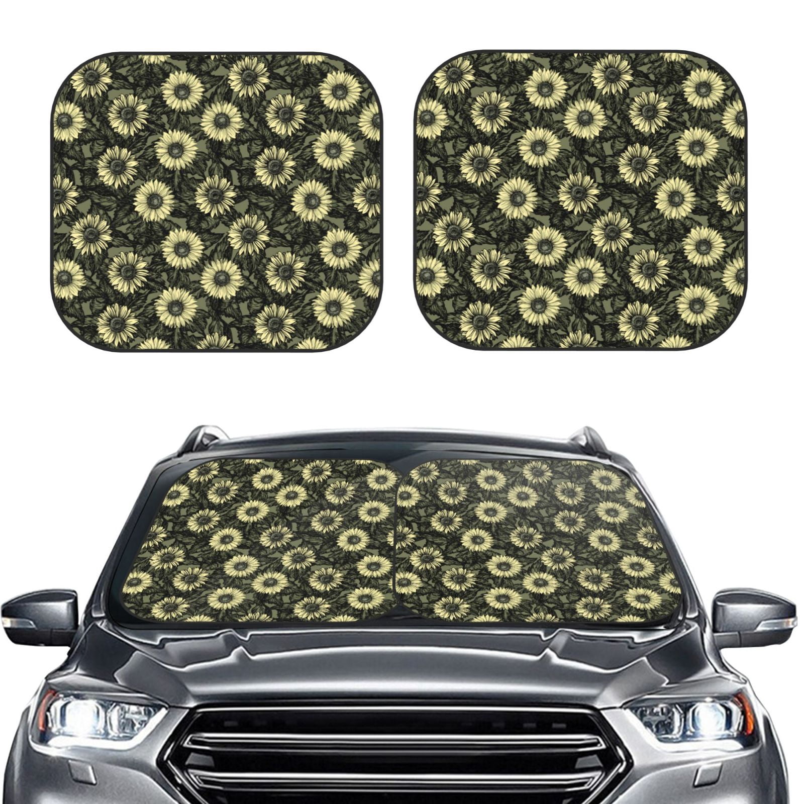 Picia Sunflowers 2 Piece Car Windshield Sun Shade Foldable | Foldable ...
