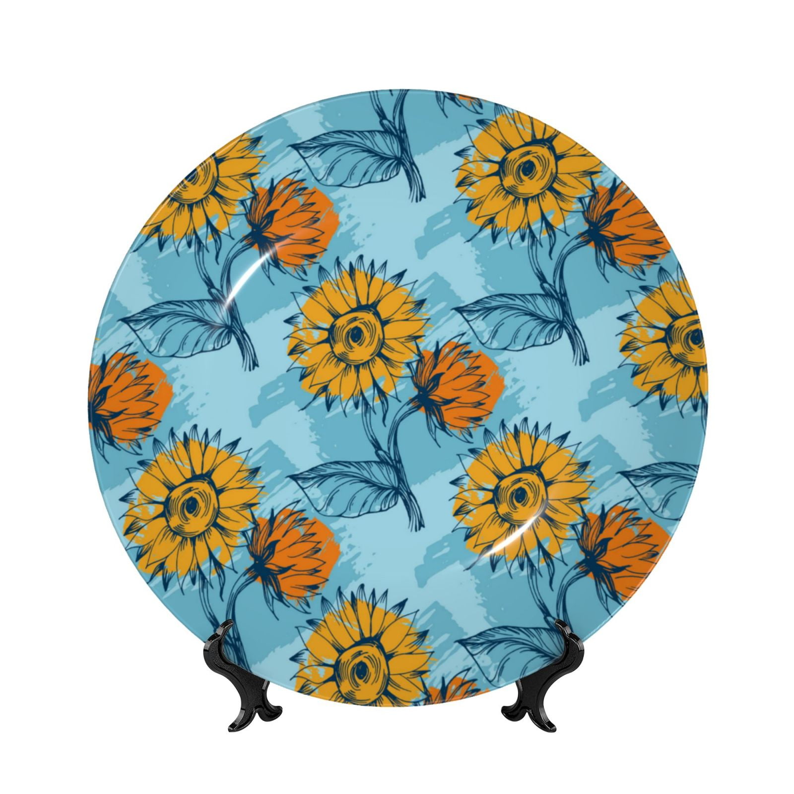 Picia Sunflowers Pattern Bone China Decorative Plate – Wall Decor with ...