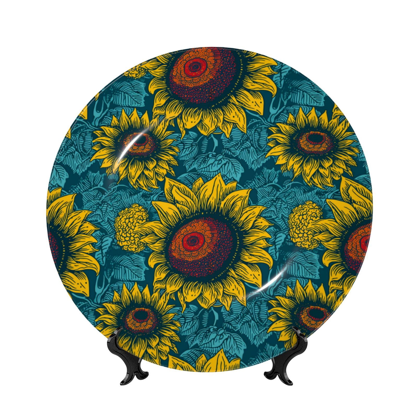 Picia Sunflowers Pattern Bone China Decorative Plate – Wall Decor with ...