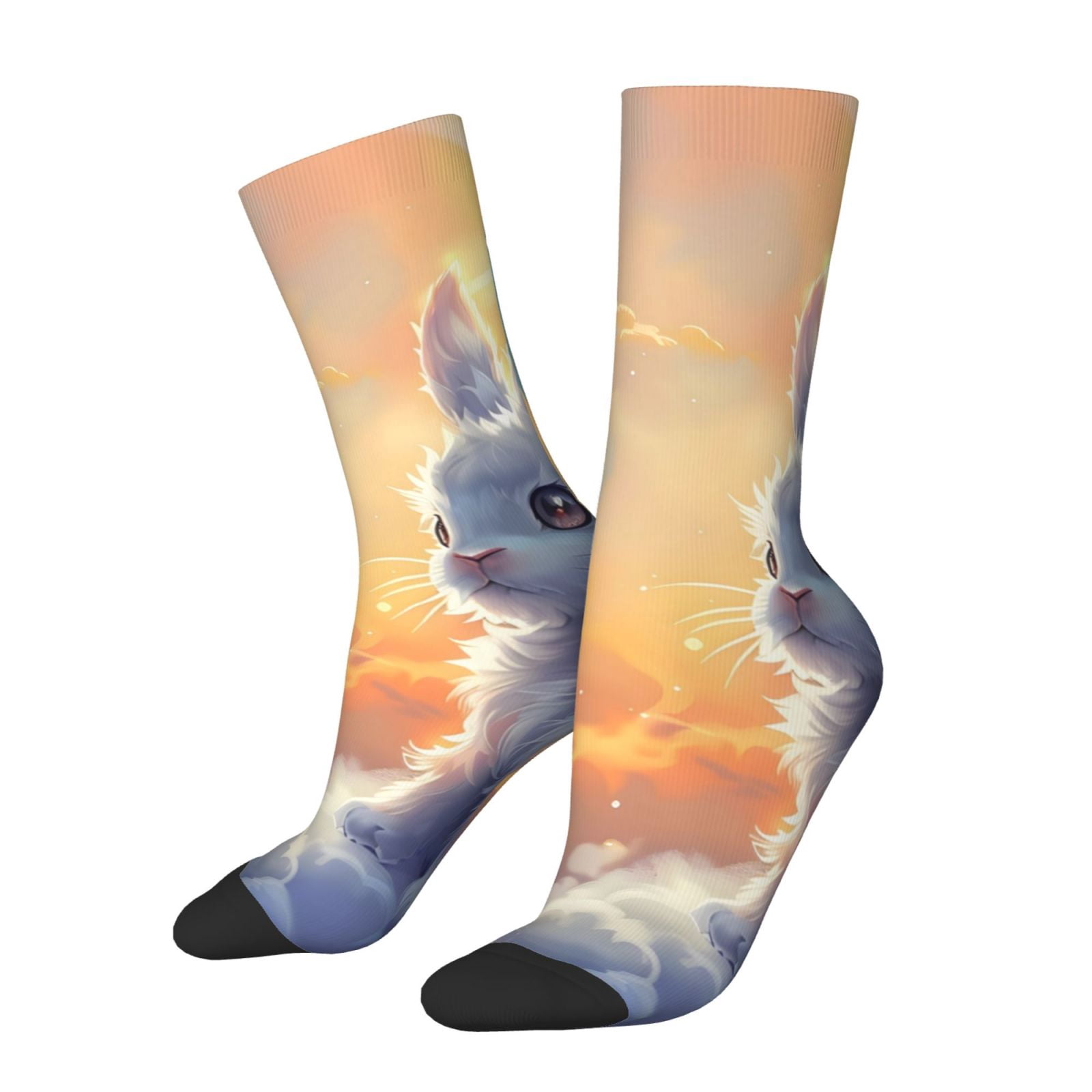 Picia Sunshine Colorful Cloud Rabbit Print Athletic Socks for Men ...