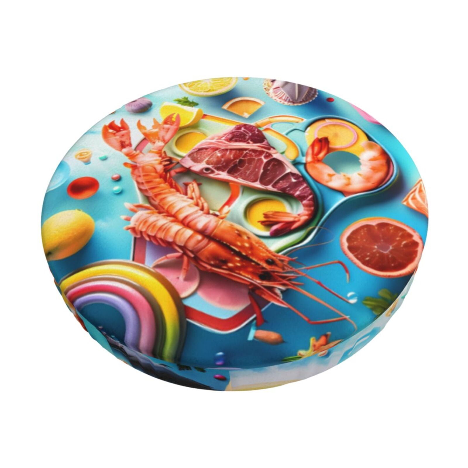 Picia Surreal Seafood Extravaganza Pattern Round Stool Covers Comfy ...