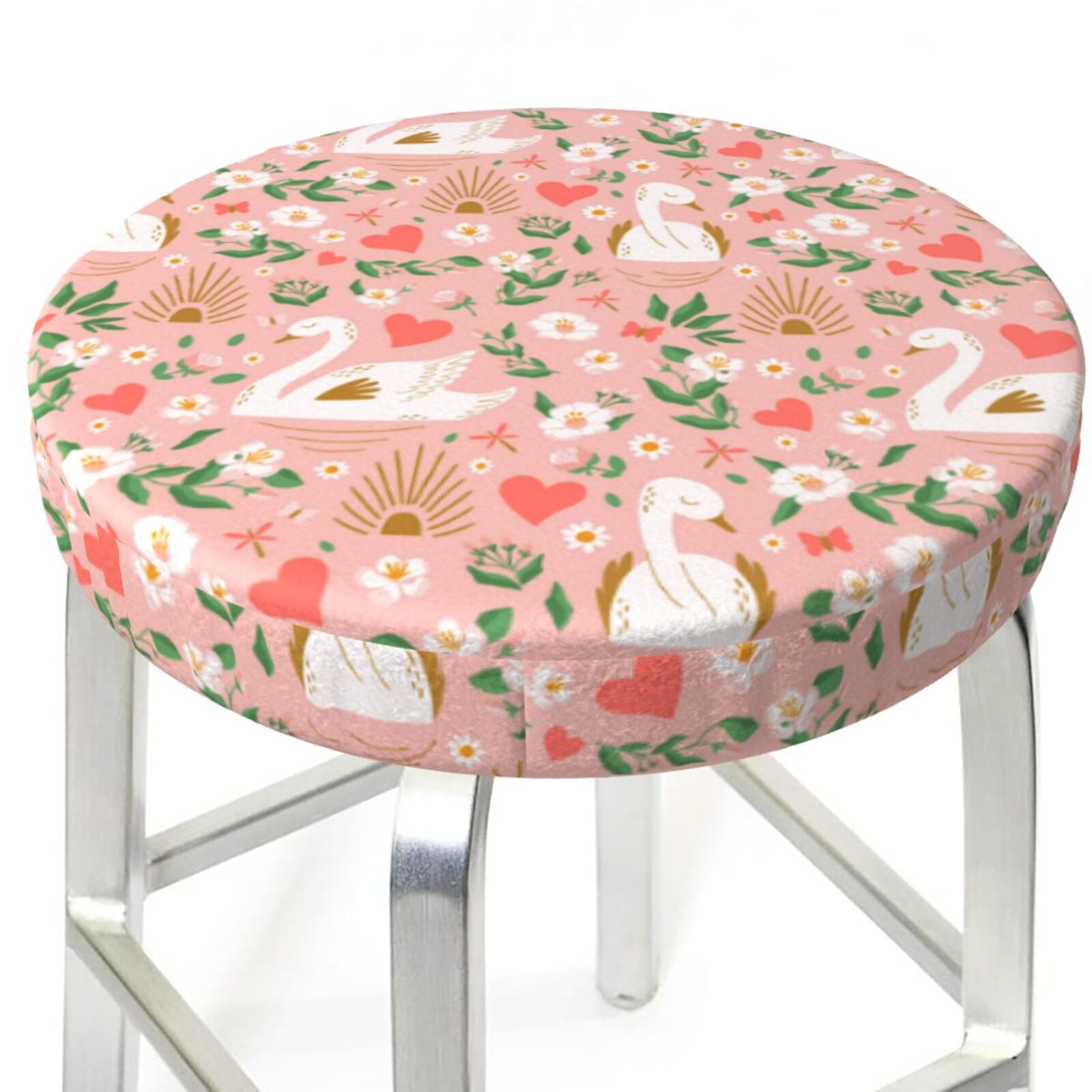 Picia Swan And Flowers3 pattern Round Stool Covers Comfy Seat Covers ...