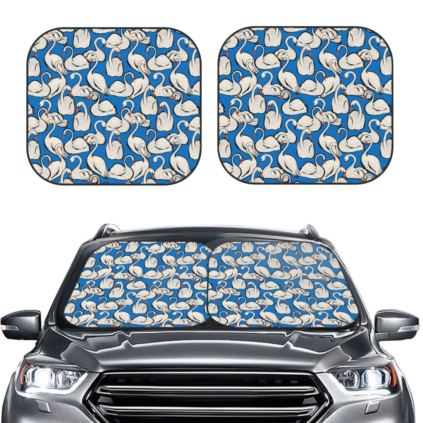 Picia Swan Birds 2 Piece Car Windshield Sun Shade Foldable | Foldable ...