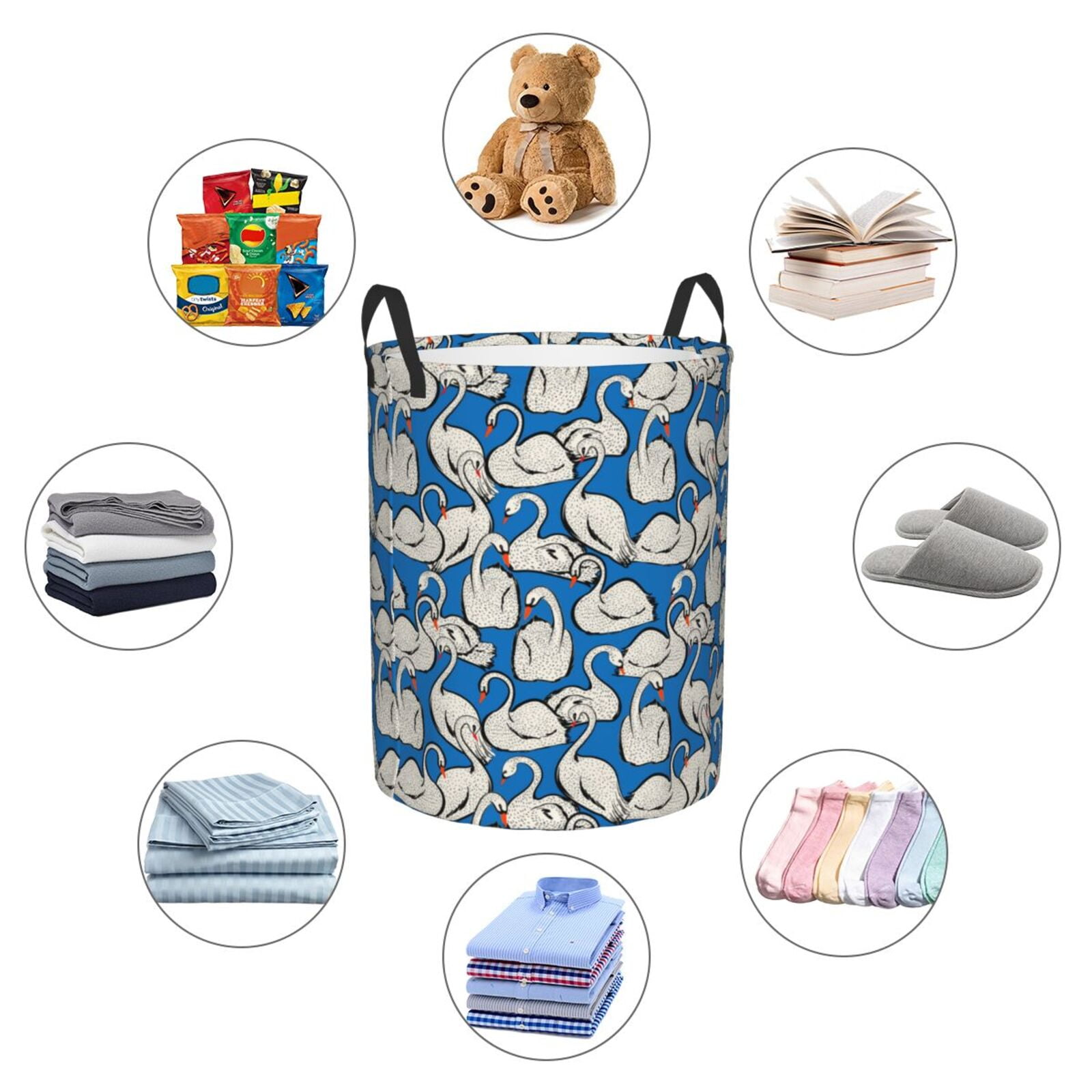 Picia Swan Birds Large Laundry Basket, Waterproof, Freestanding Laundry ...