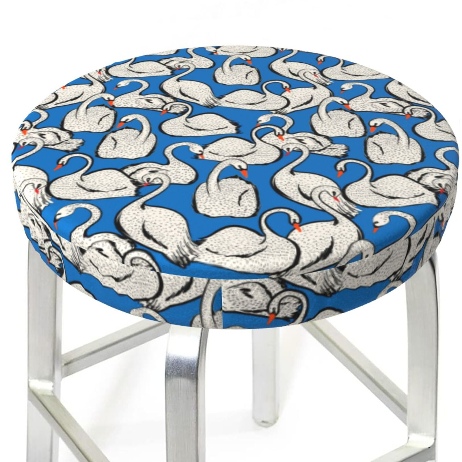 Picia Swan Birds pattern Round Stool Covers Comfy Seat Covers Stretch ...