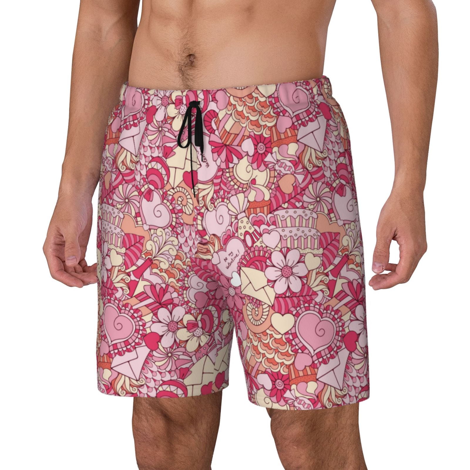 Picia Sweet pattern Mens Swim Trunks with Compression Liner Stretch ...