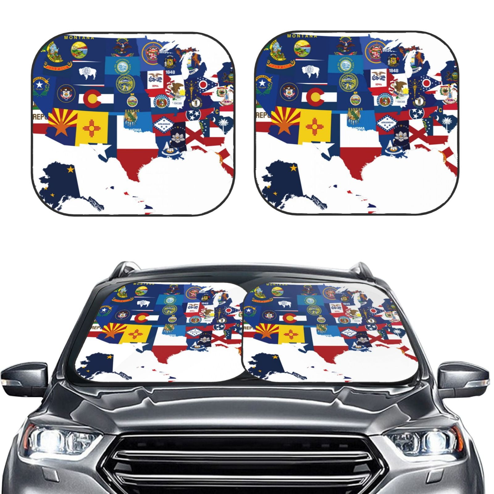 Picia The Map Of United States 2 Piece Car Windshield Sun Shade ...
