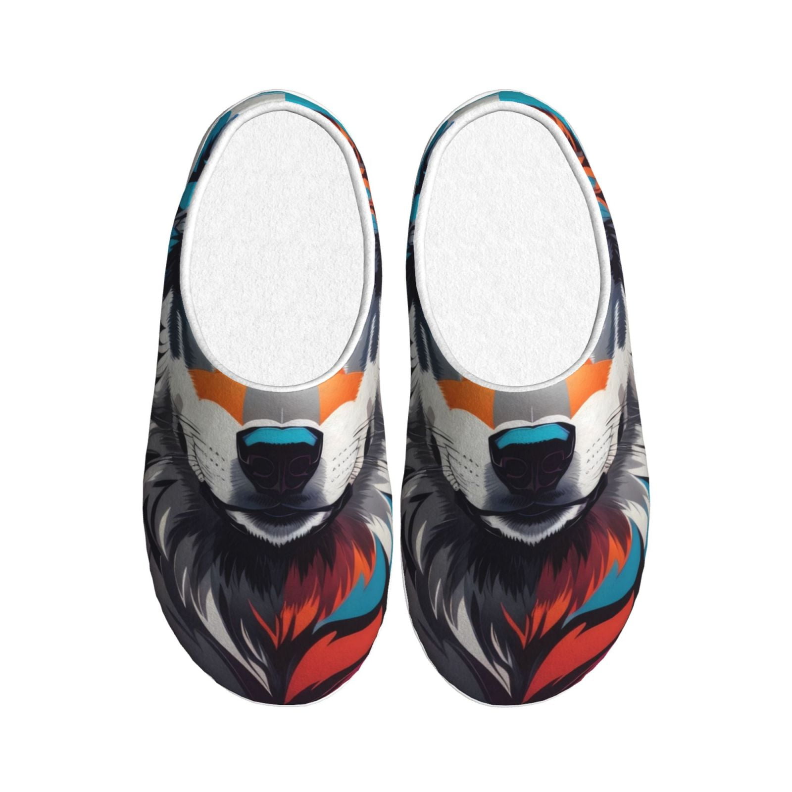 Picia Tie-Dye Wolf Head for Women's Lamb-hug Comfy Fleece House ...