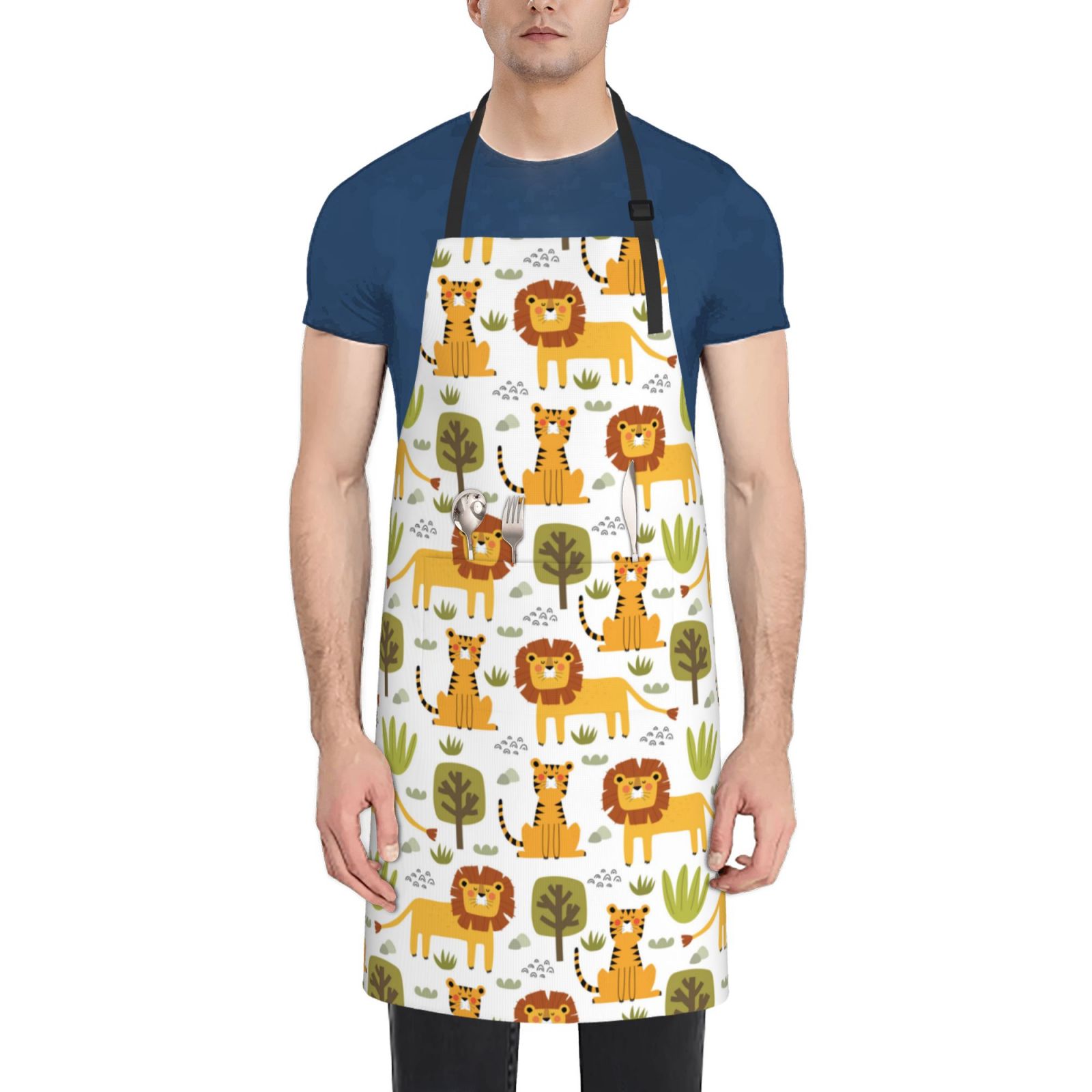 Picia Tiger Lion Waterproof Apron for Unisex Adult - Adjustable Bib ...