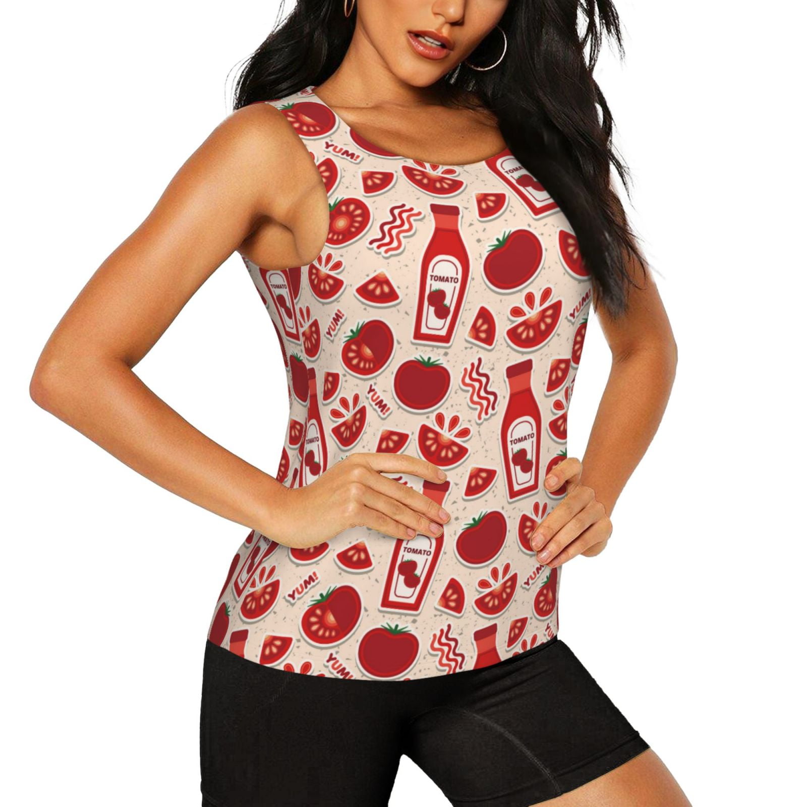 Picia Tomatoes Pattern Women's Workout Tank Top,Breathable Activewear ...