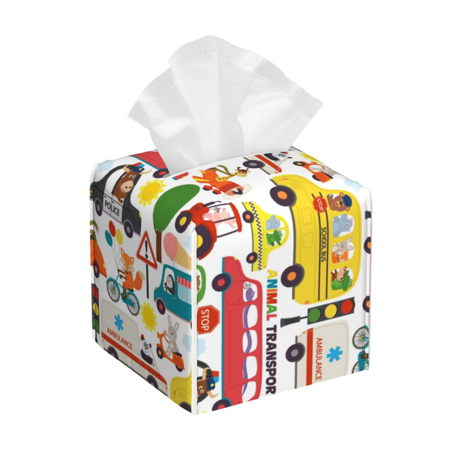 Picia Transports with Animals Pattern Tissue Box Cover,PVC Leather ...