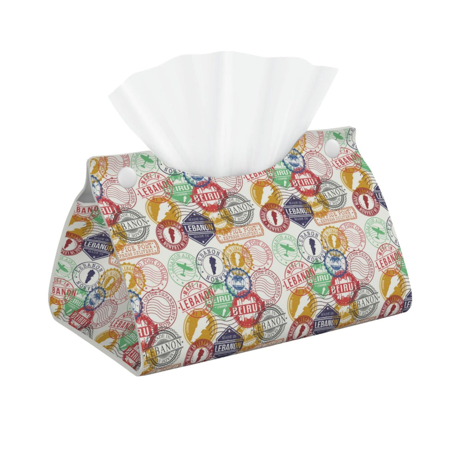 Picia Travel Stamp Pattern Long Tissue Box Cover,PVC Leather Triangle ...