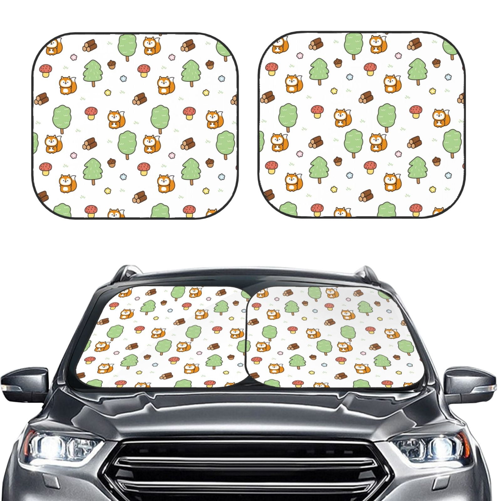 Picia Tree Squirrel 2 Piece Car Windshield Sun Shade Foldable ...