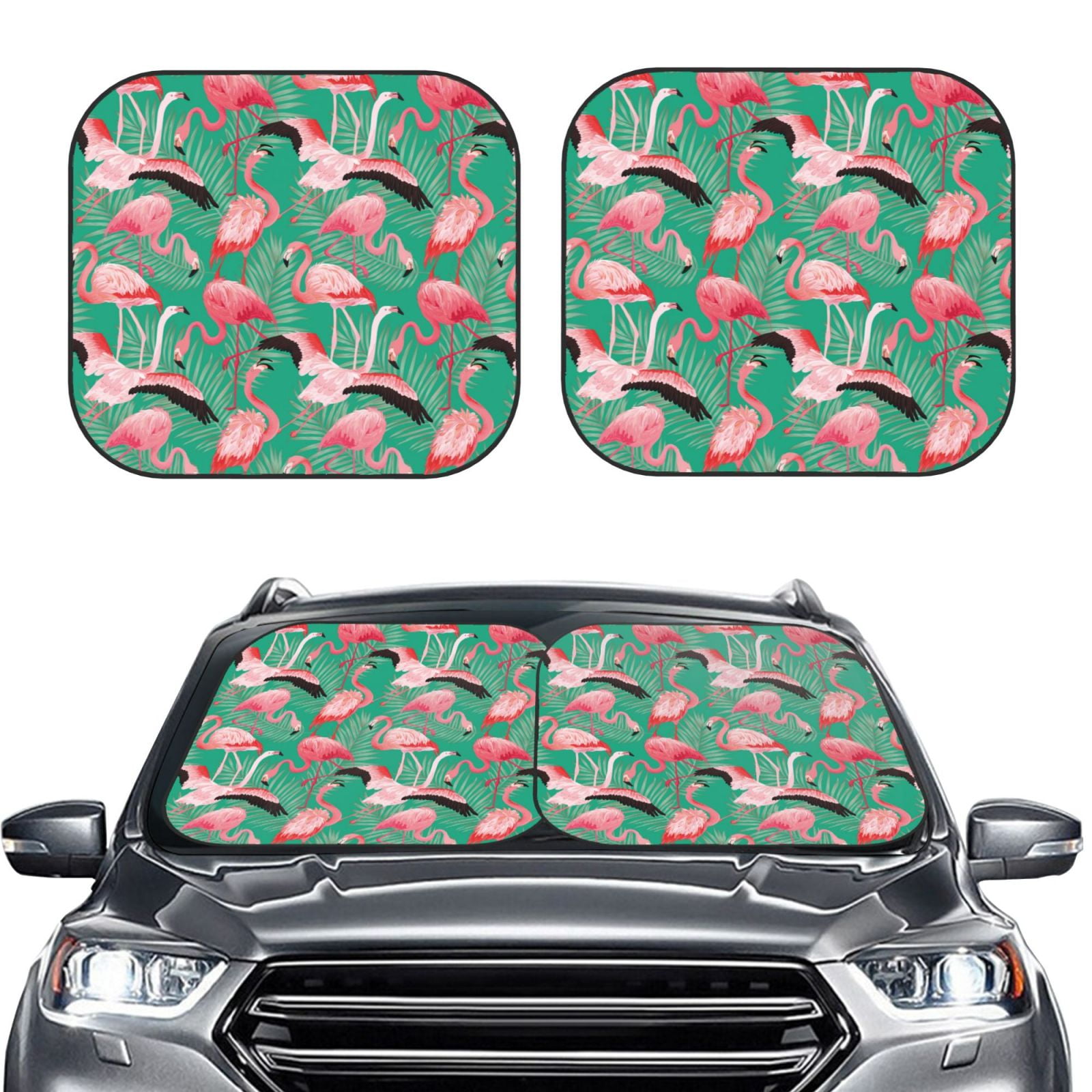 Picia Tropical Flamingo 2 Piece Car Windshield Sun Shade Foldable ...