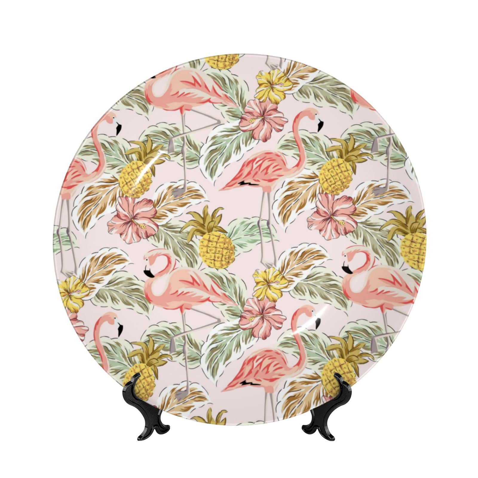Picia Tropical Flamingo Pineapple Pattern Bone China Decorative Plate ...