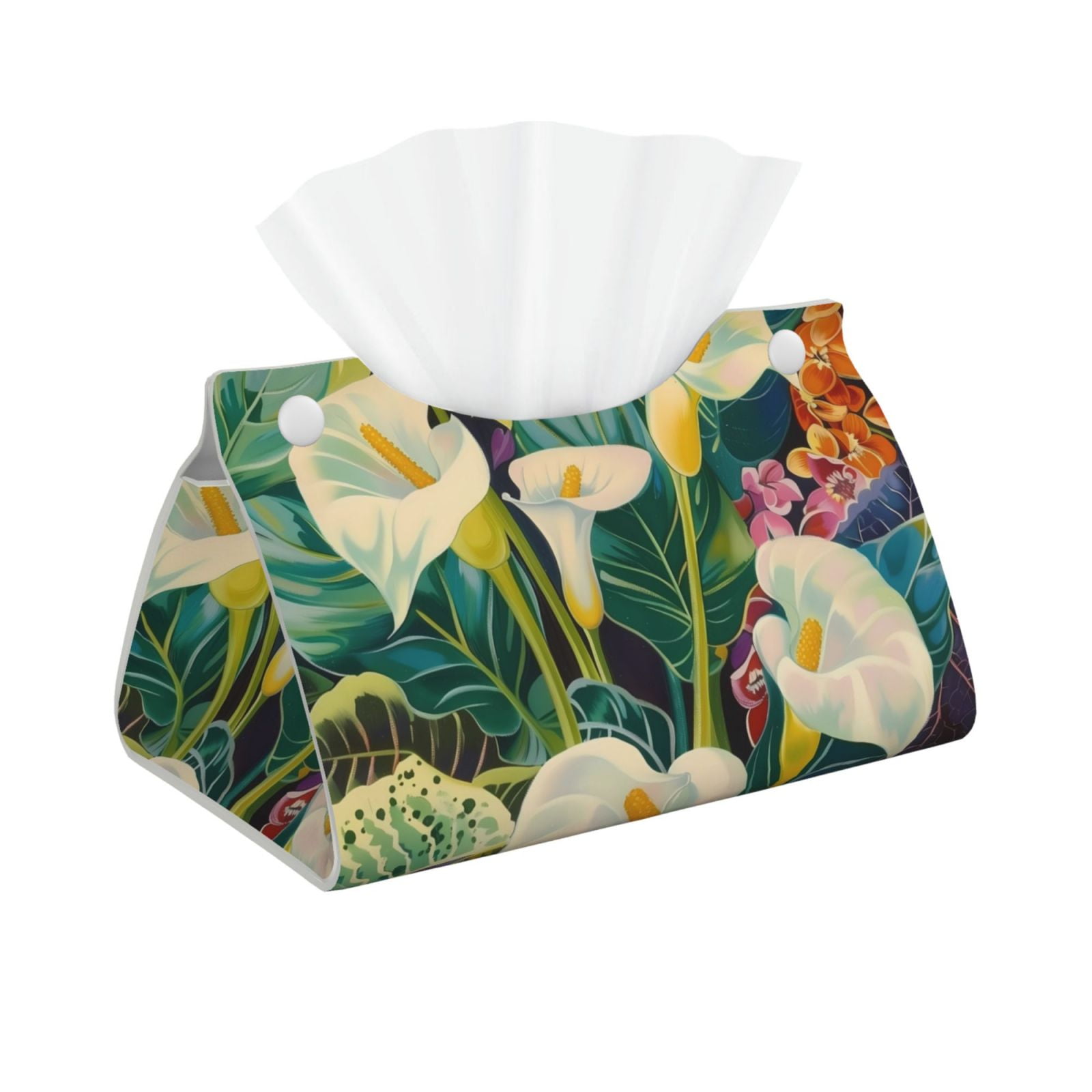Picia Tropical Floral Jungle Pattern Long Tissue Box Cover,PVC Leather ...