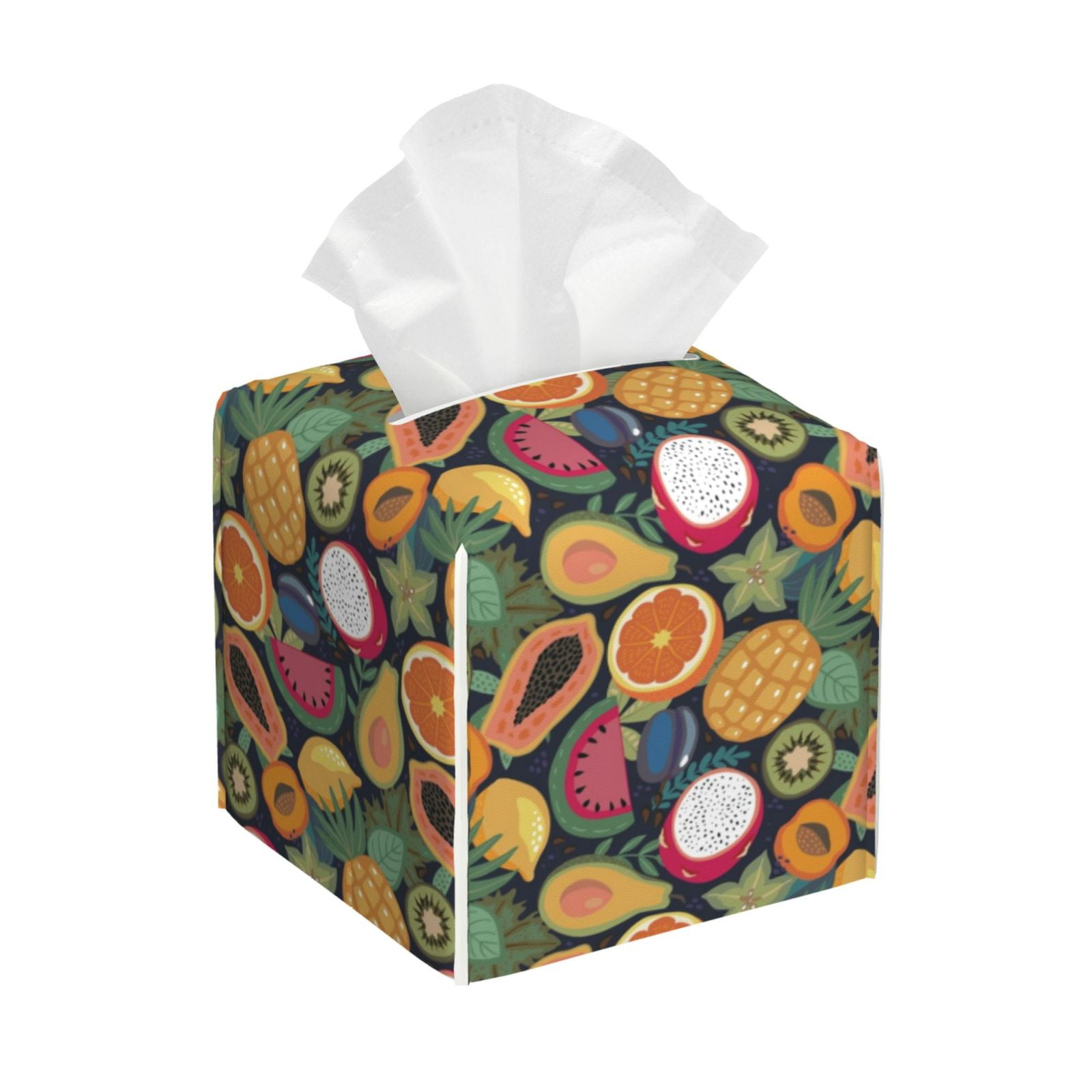 Picia Tropical Fruits Pattern Tissue Box Cover,PVC Leather Square ...