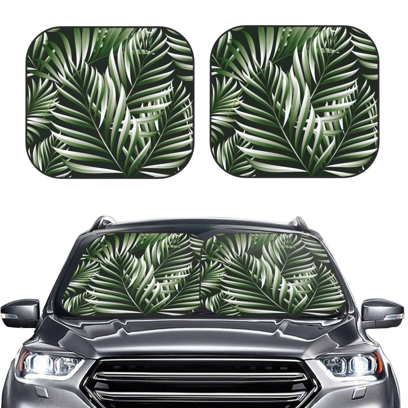 Picia Tropical Palm Leaves1 2 Piece Car Windshield Sun Shade Foldable ...