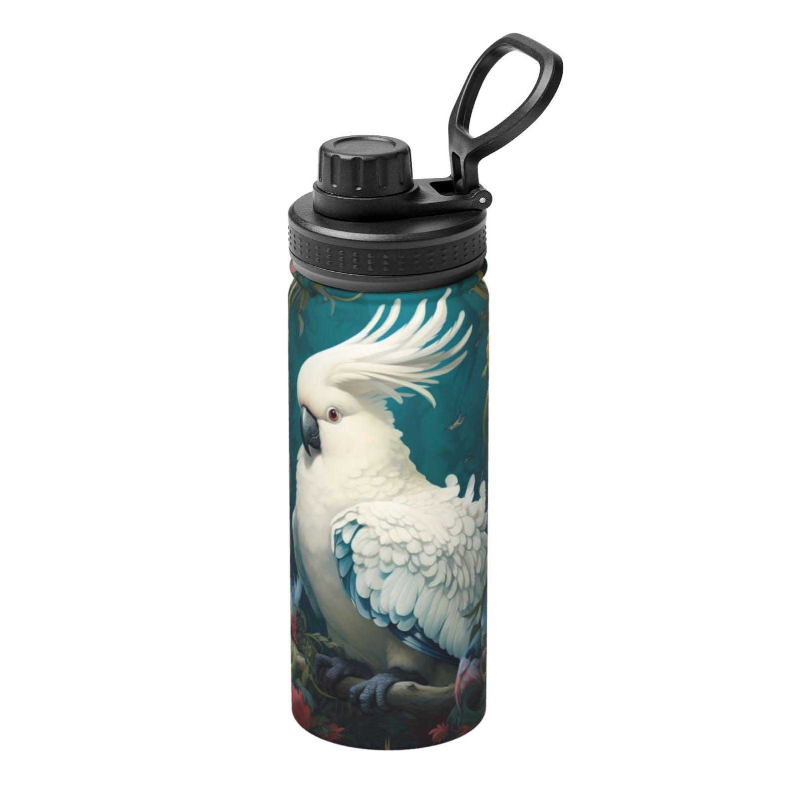 Picia Tropical Parrot Floral Artwork Pattern Water Bottle 18 oz ...