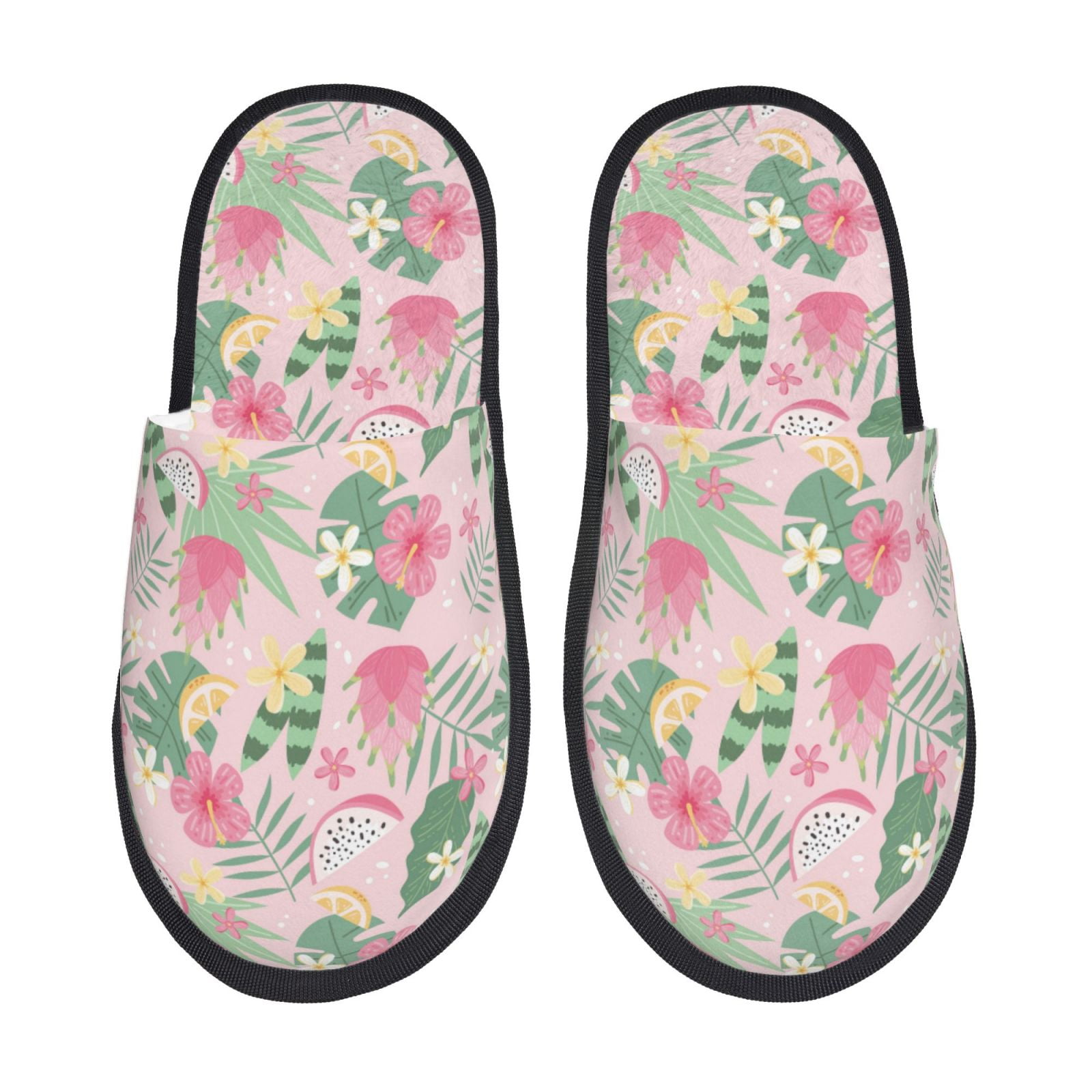 Picia Tropical Pitaya Print Women's Fuzzy Fluffy House Slippers Plush ...