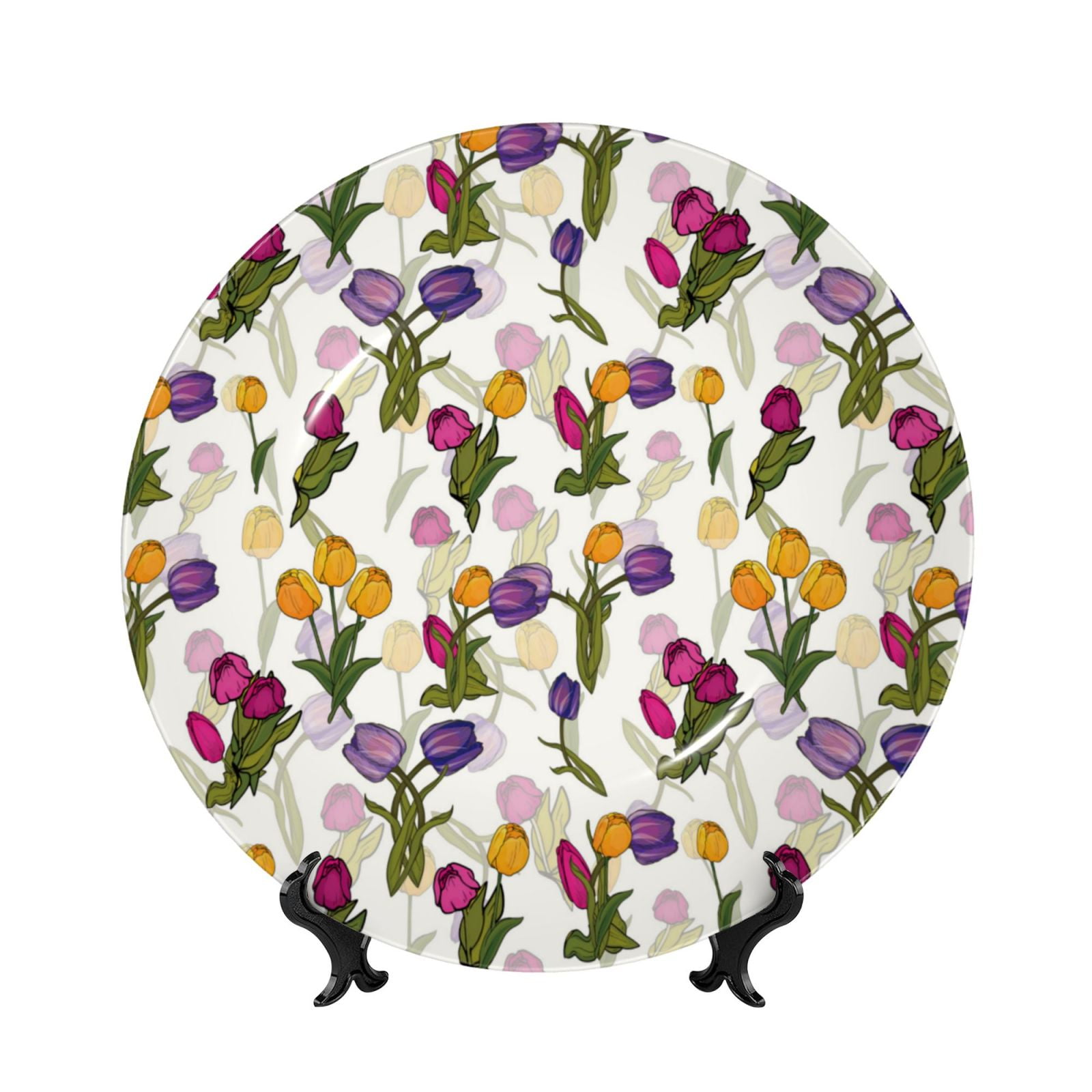 Picia Tulips Flowers Pattern Bone China Decorative Plate – Wall Decor ...