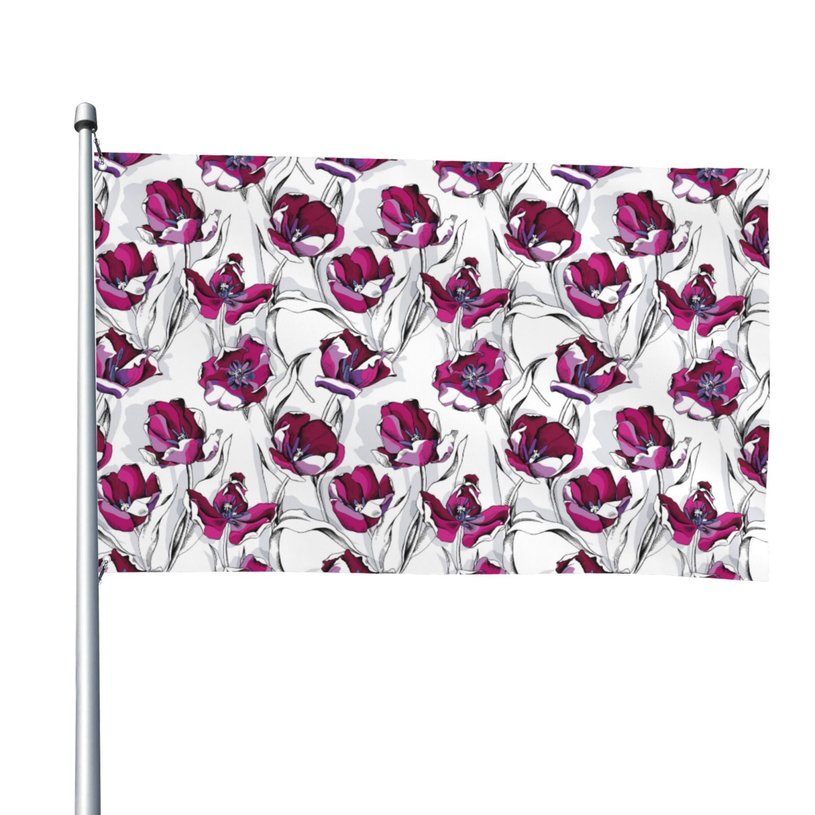 Picia Tulips Flowers Printed Flag ,Tulips Flowers Pattern Garden Flag ...