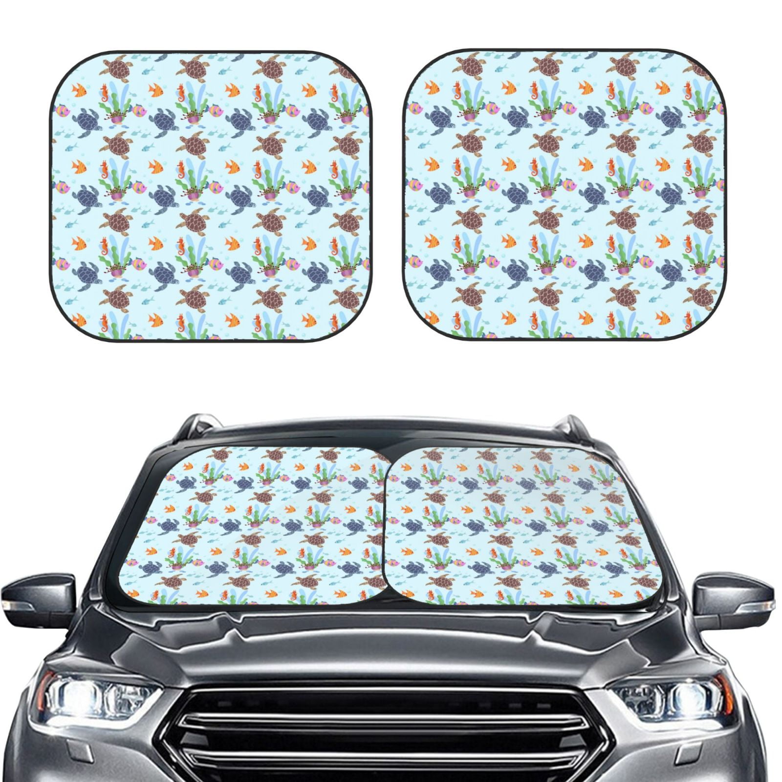Picia Turtle 2 Piece Car Windshield Sun Shade Foldable | Foldable Sun ...