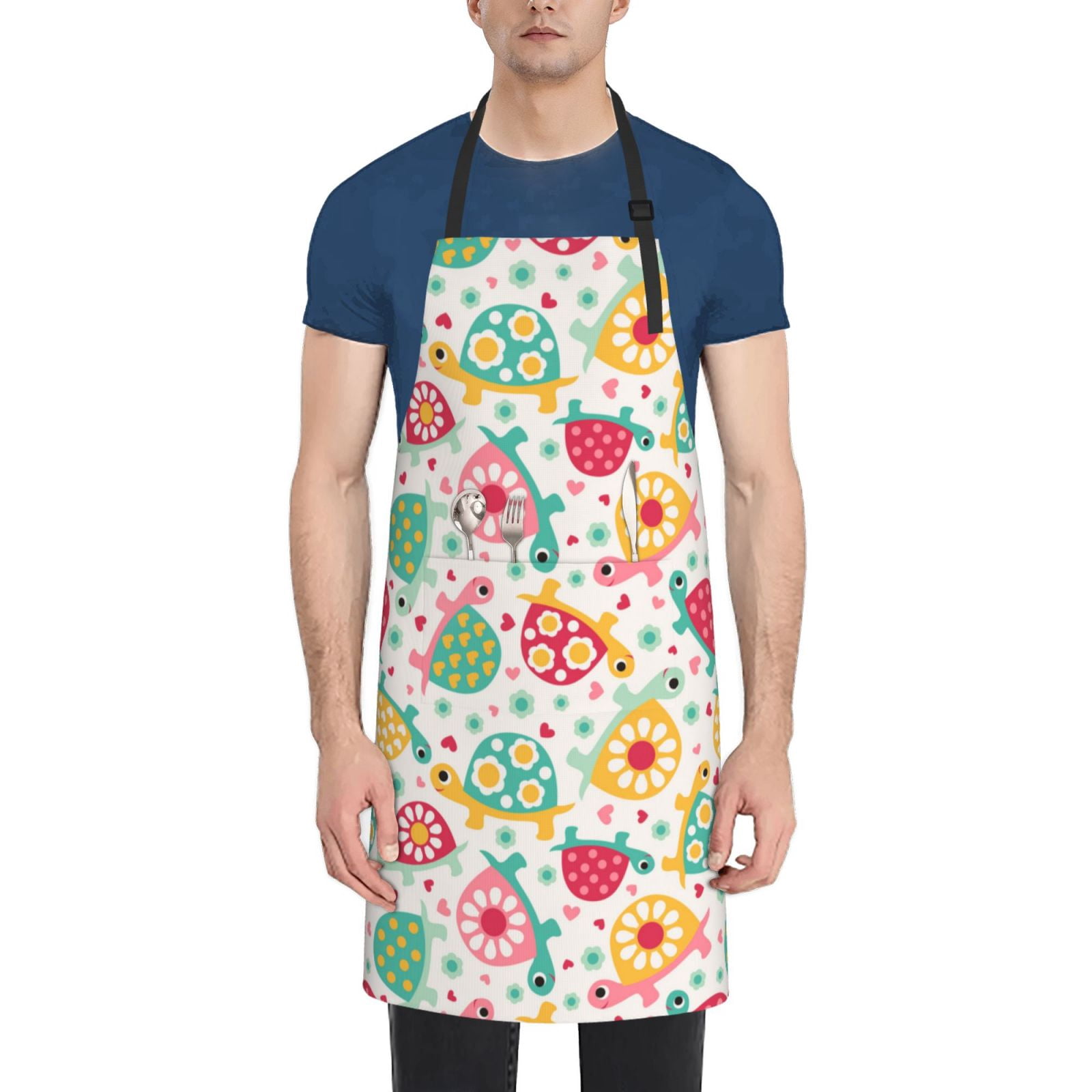 Picia Turtle Flower Waterproof Apron for Unisex Adult - Adjustable Bib ...
