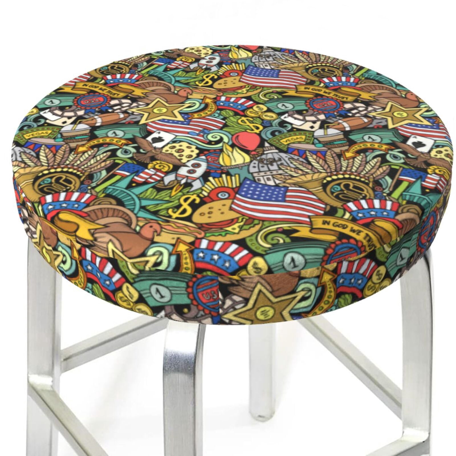 Picia USA 1 pattern Round Stool Covers Comfy Seat Covers Stretch ...
