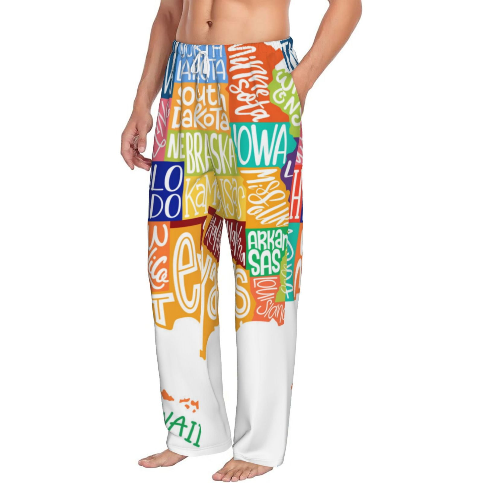 Picia USA MAP Mens Soft Woven Cotton Elastic Waistband Sleep Pajama ...