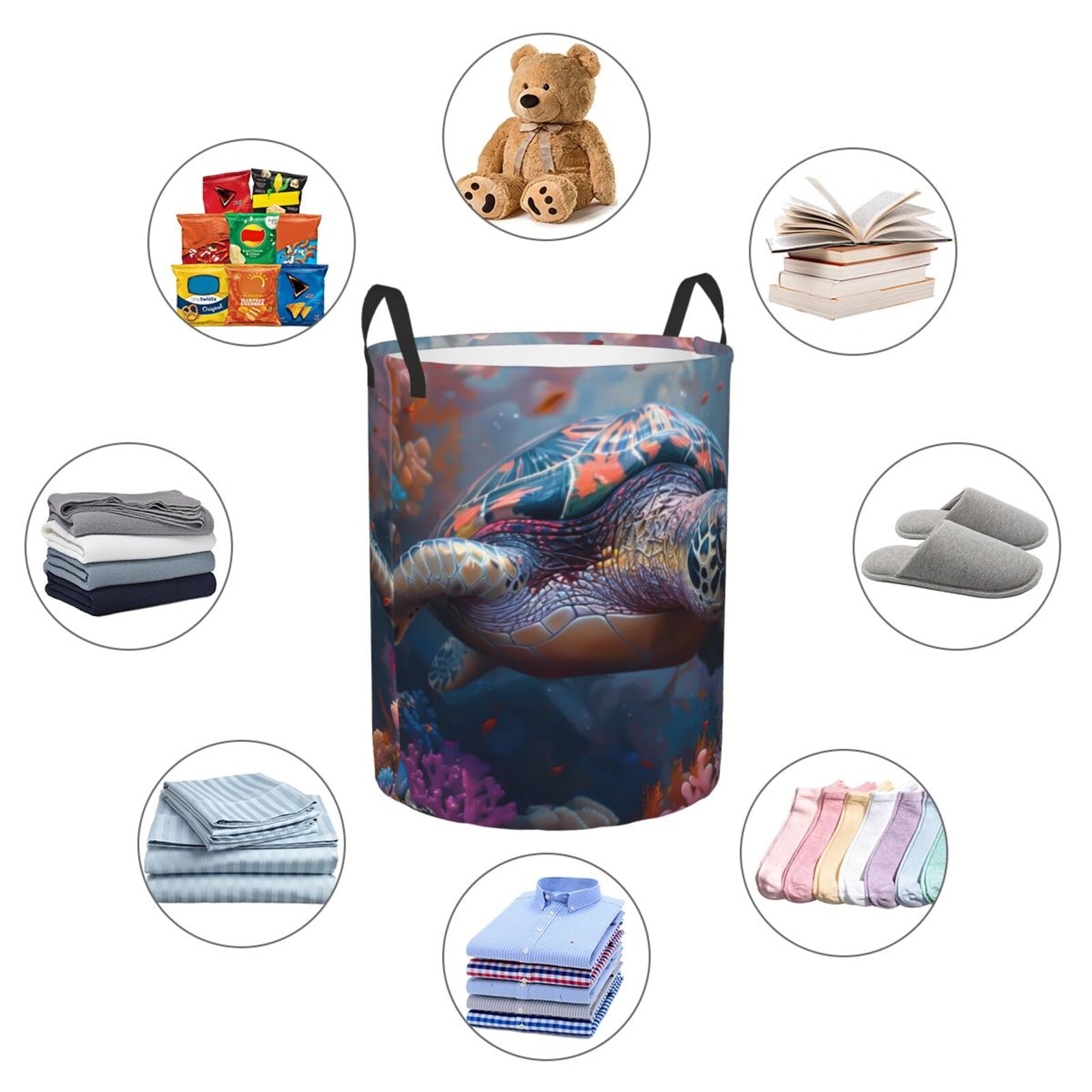 Picia Underwater Lazy Turtle Large Laundry Basket, Waterproof ...